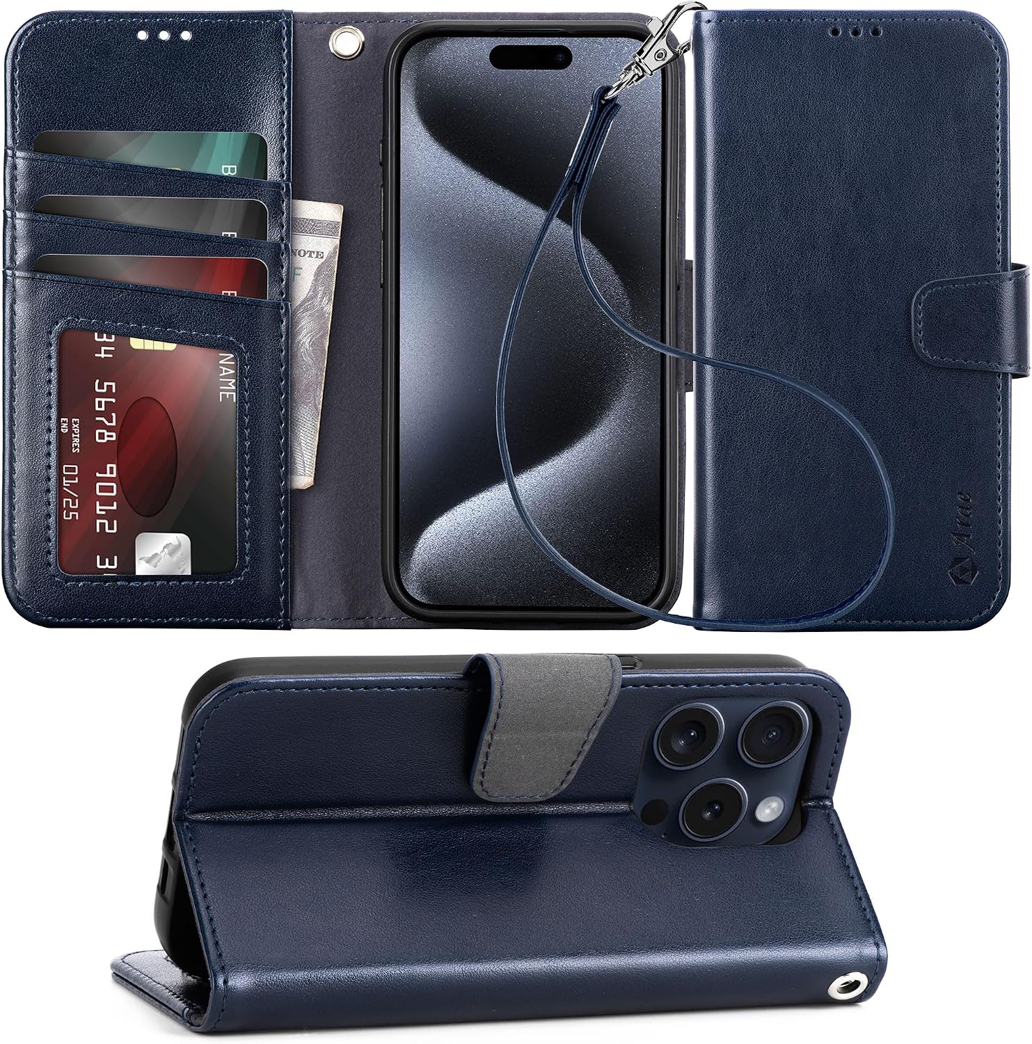 Amazon.com: Arae Compatible with iPhone 15 Pro Case with Card Holder ...