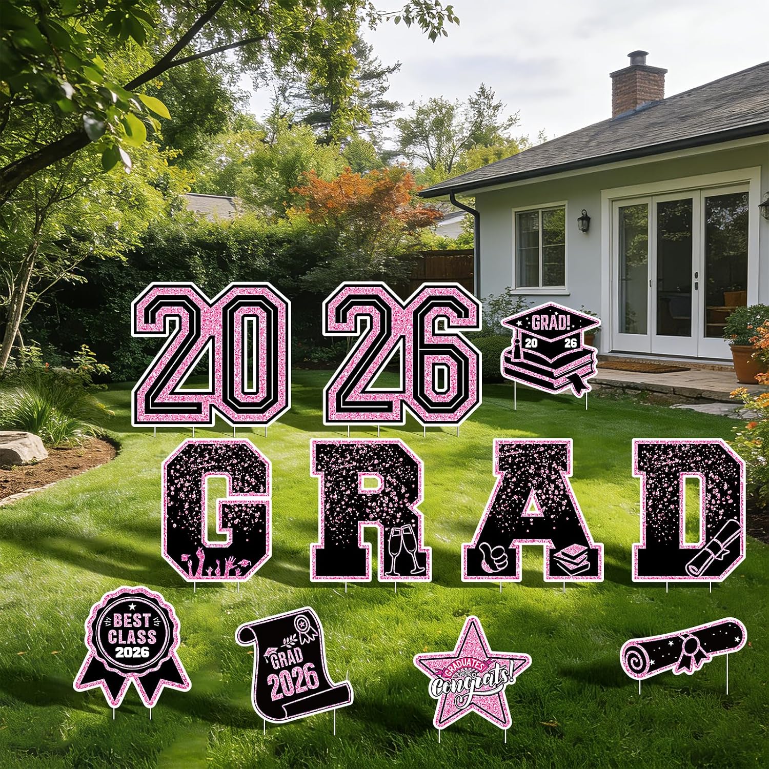 Amazon.com : Graduation Yard Signs Class of 2026-11PCS Congrats Grad ...
