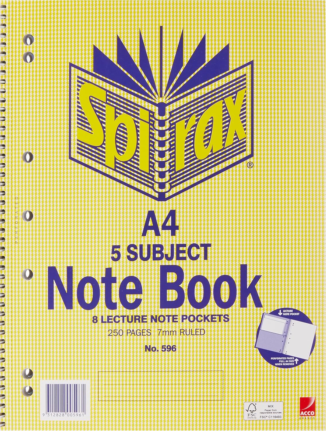 Spirax 596 5 Subject Notebook A4 250 Page : Amazon.com.au: Stationery & Office Products