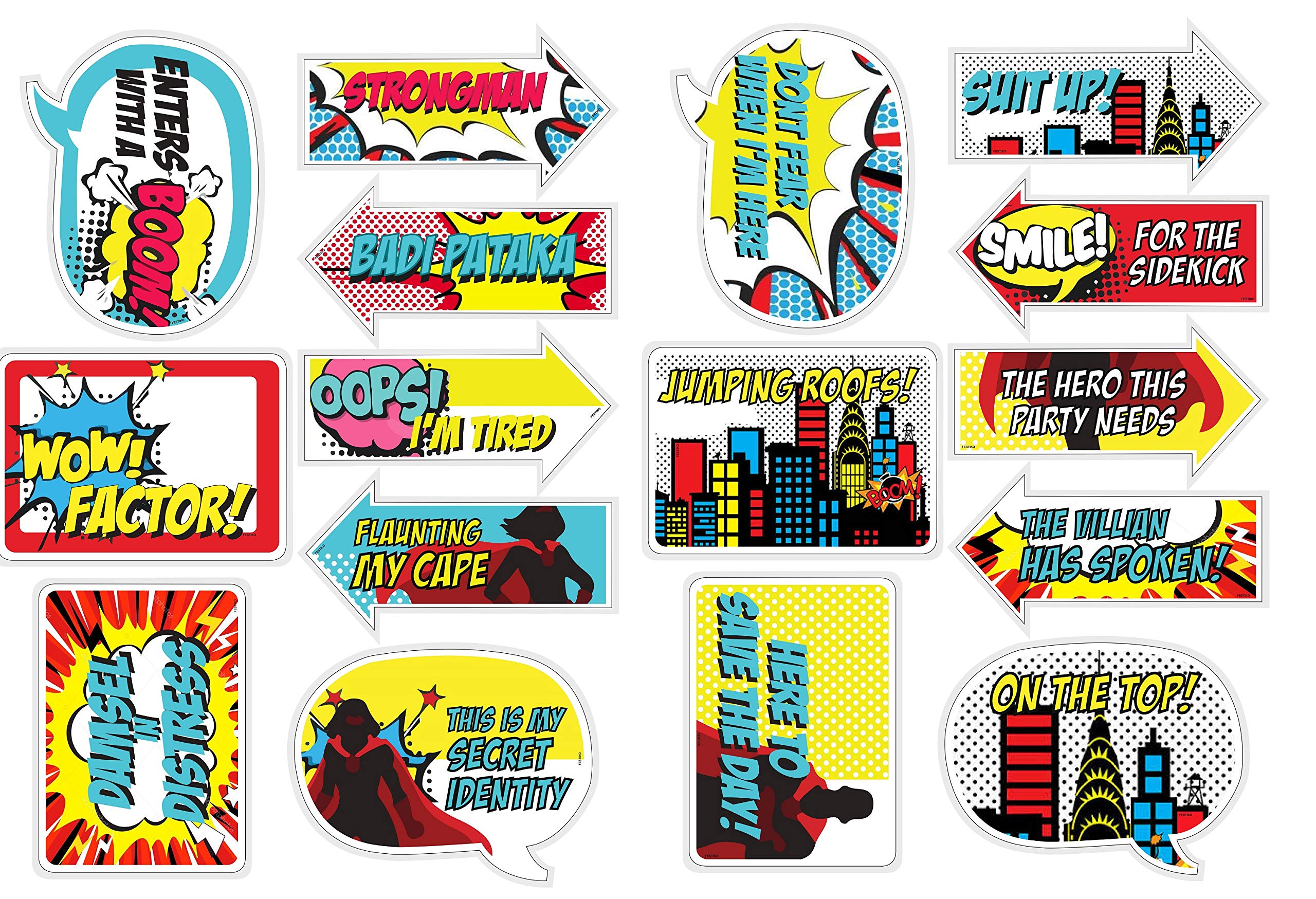 Printable Superhero Photo Booth Props Superhero Decorations Superhero