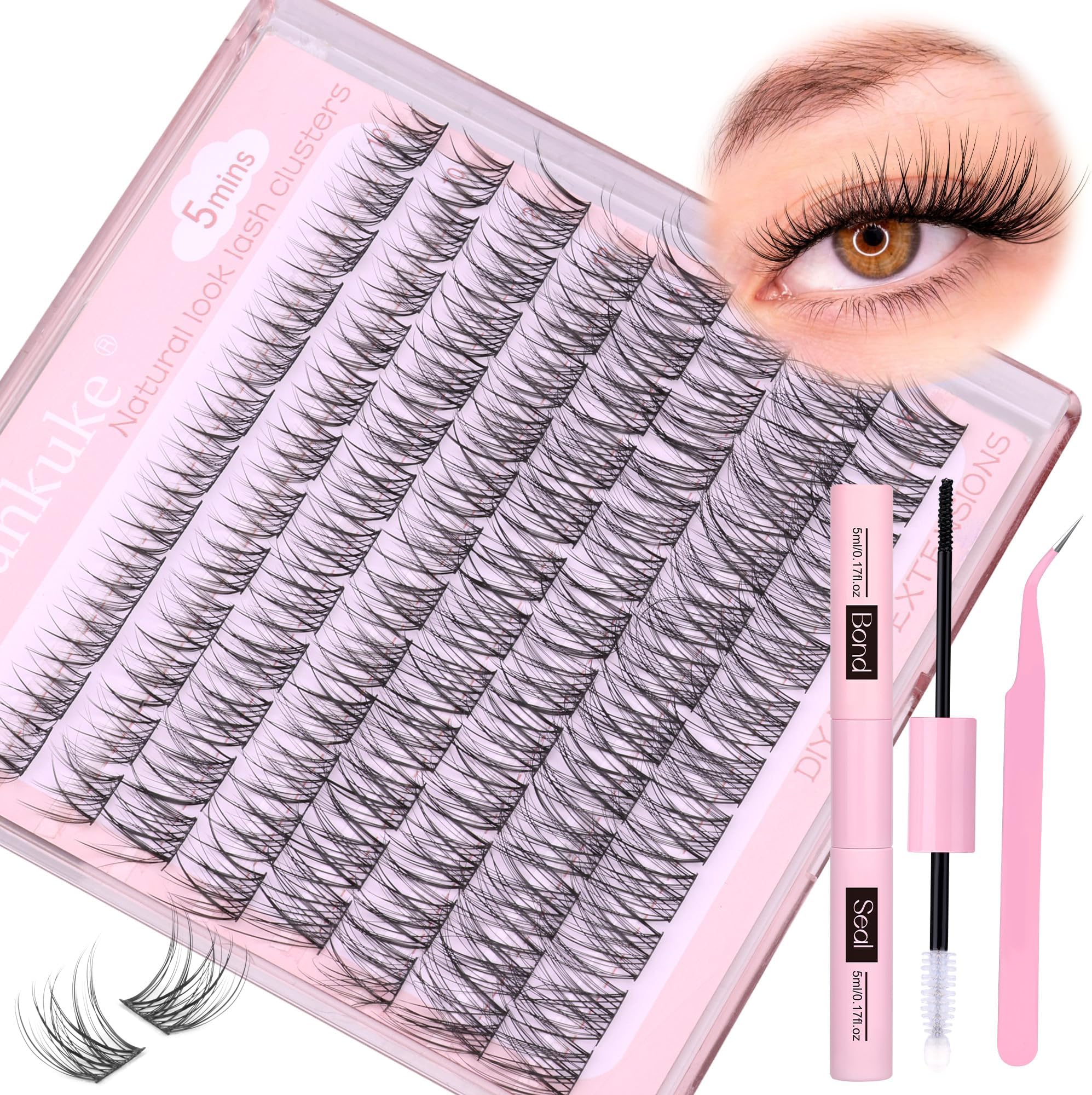Amazon.com: TNFVLONEINS Brown Lash Clusters Natural Cluster Eyelash ...