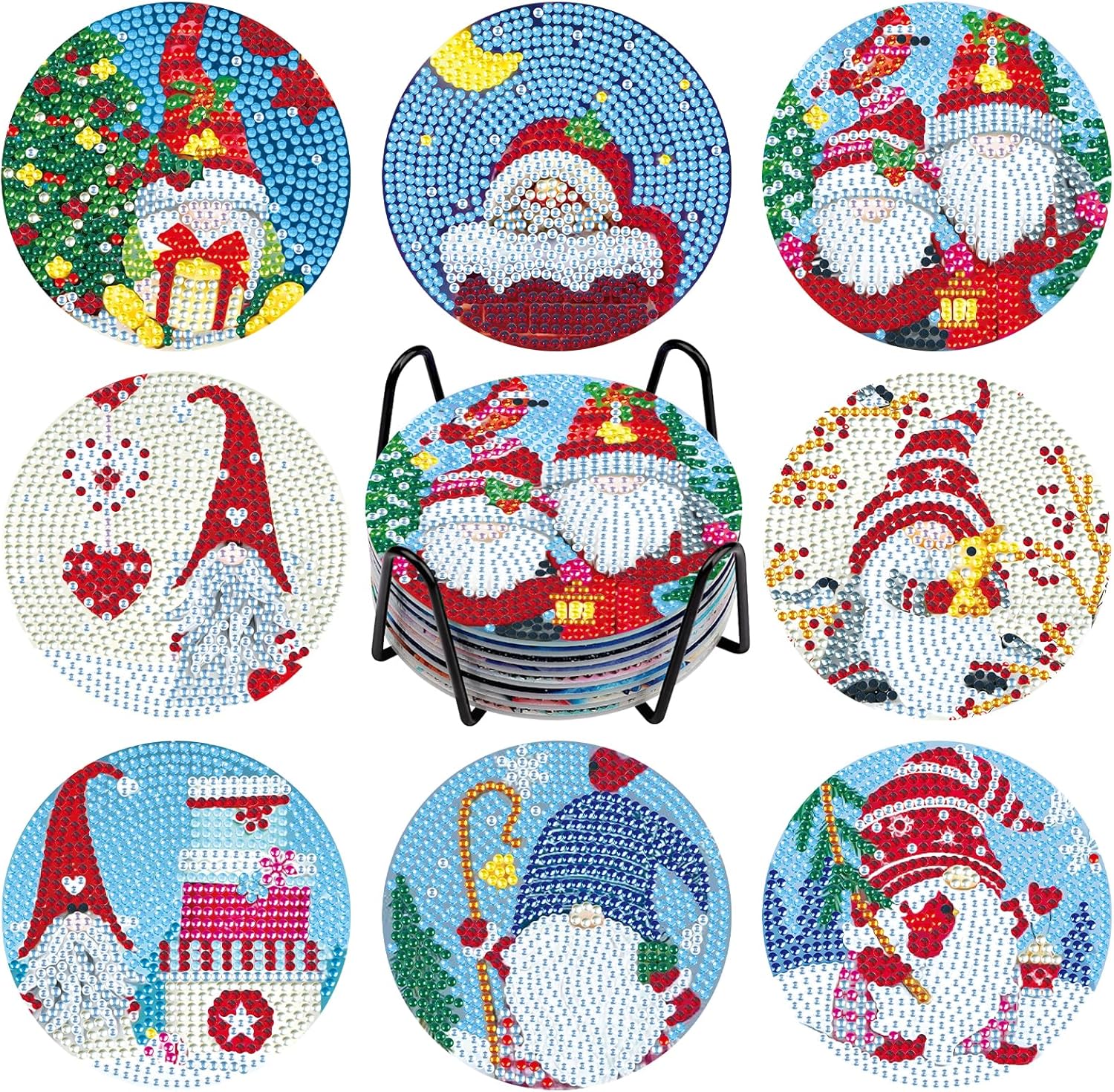 NAIMOER 8Pcs Gnomes Diamond Painting Coasters, DIY Life Coaster ...