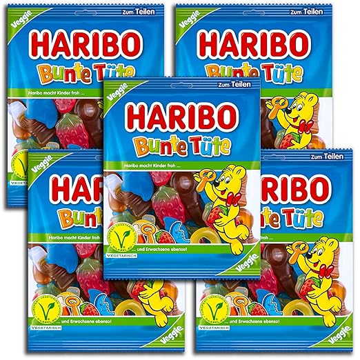 5 er Pack Haribo Bunte Tüte veggie 5 x 175g : Amazon.de: Lebensmittel ...