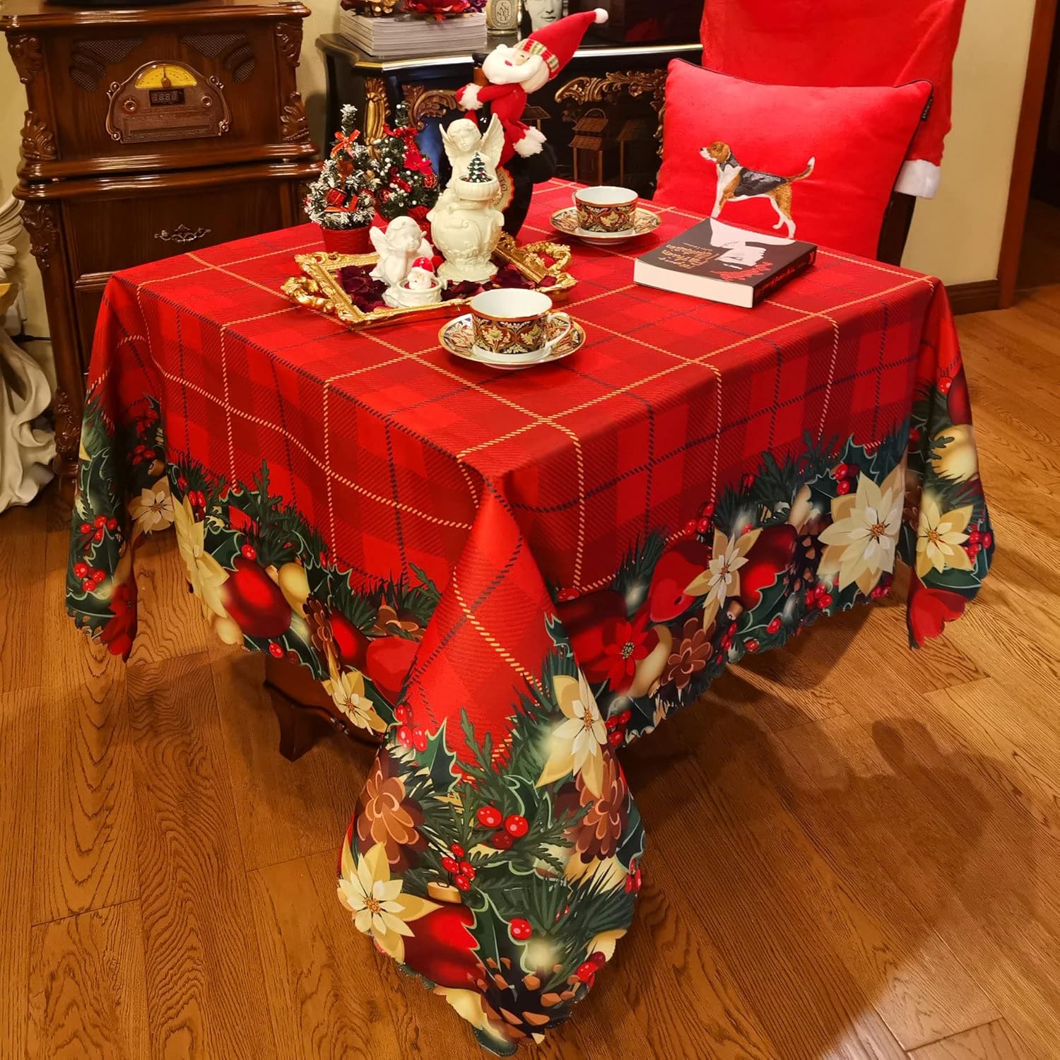 Amazon.com: Christmas Table Cloth - Square 60x60 inch - Water Resistant ...