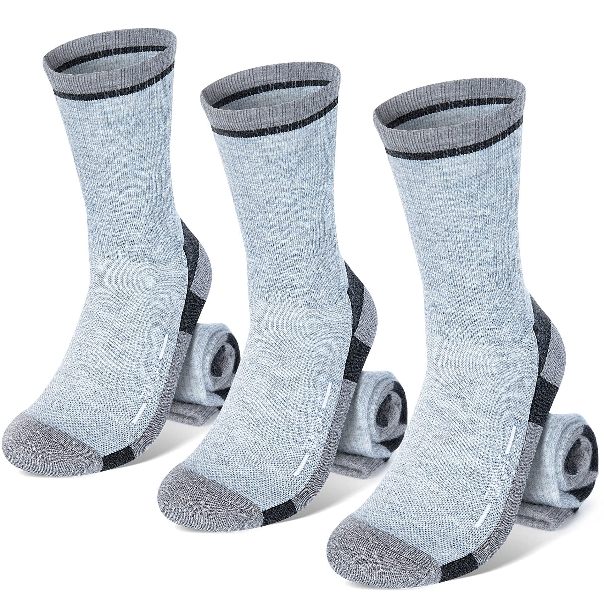 TENYSAF Merino Wool Socks for Men: Mens Hiking Crew Cushion Socks 3 ...