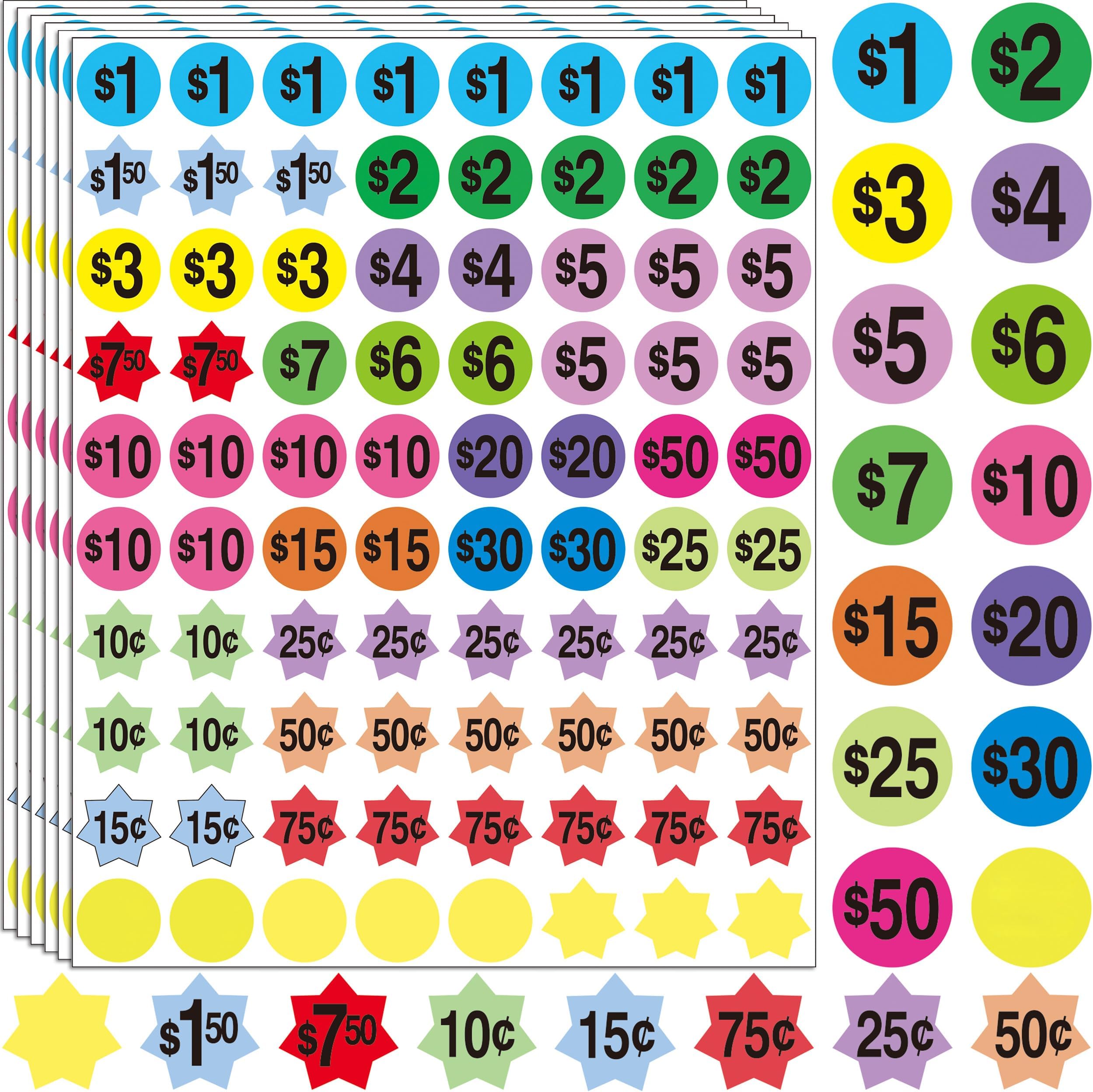 Amazon.com : Garage Sale Price Stickers Pack of 4060 3/4" Round Bright ...