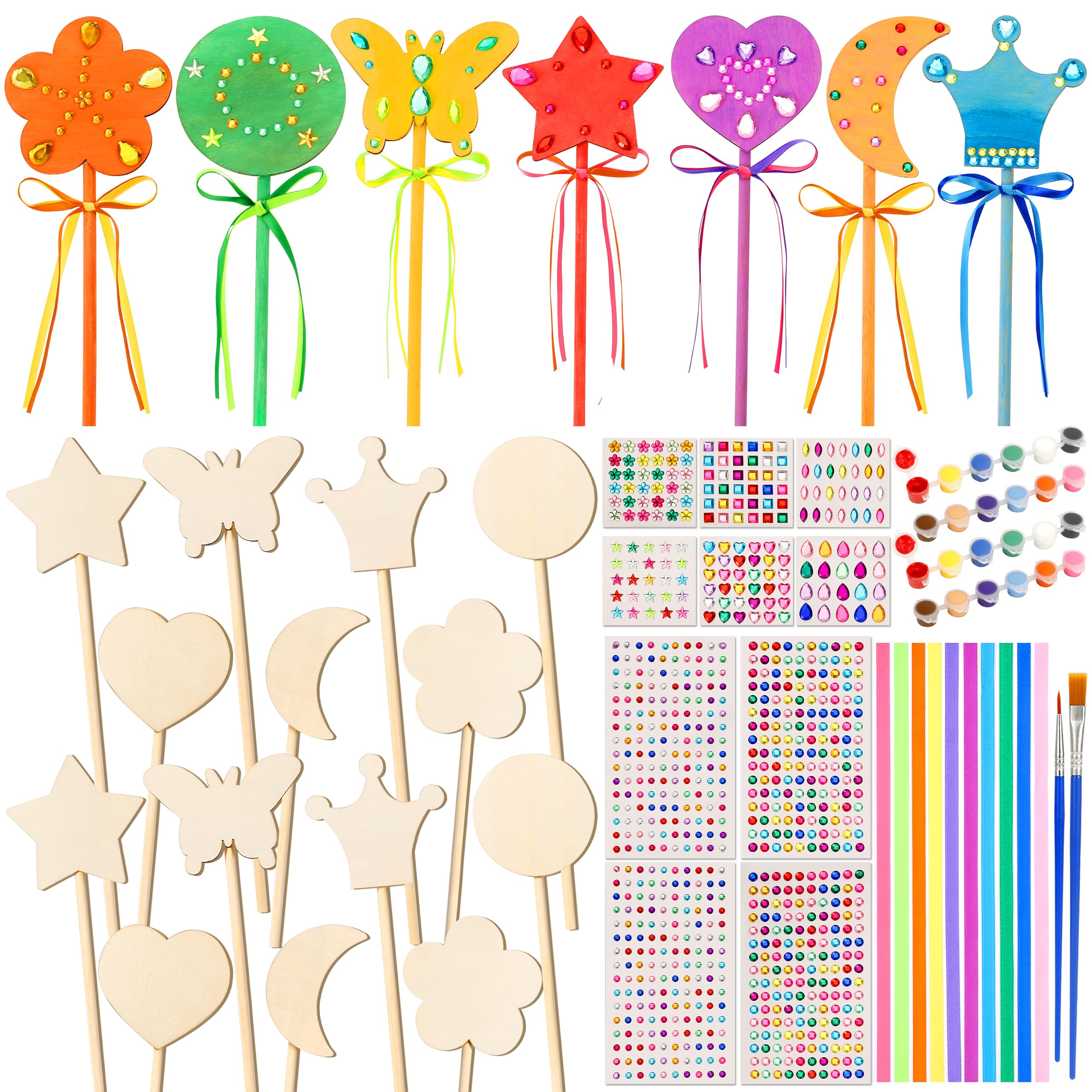 Snapklik.com : Pllieay Princess Fairy Wand Kit Includes 21 Unfinished Wooden Princess Wands Gem ...