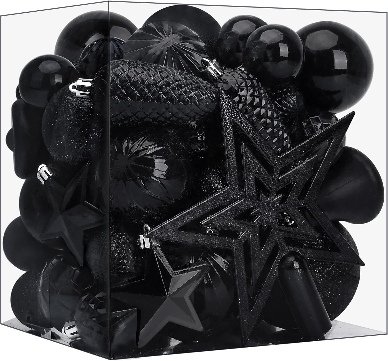 VAINECHAY Black Ornaments Christmas Tree Decorations - 45pcs ...