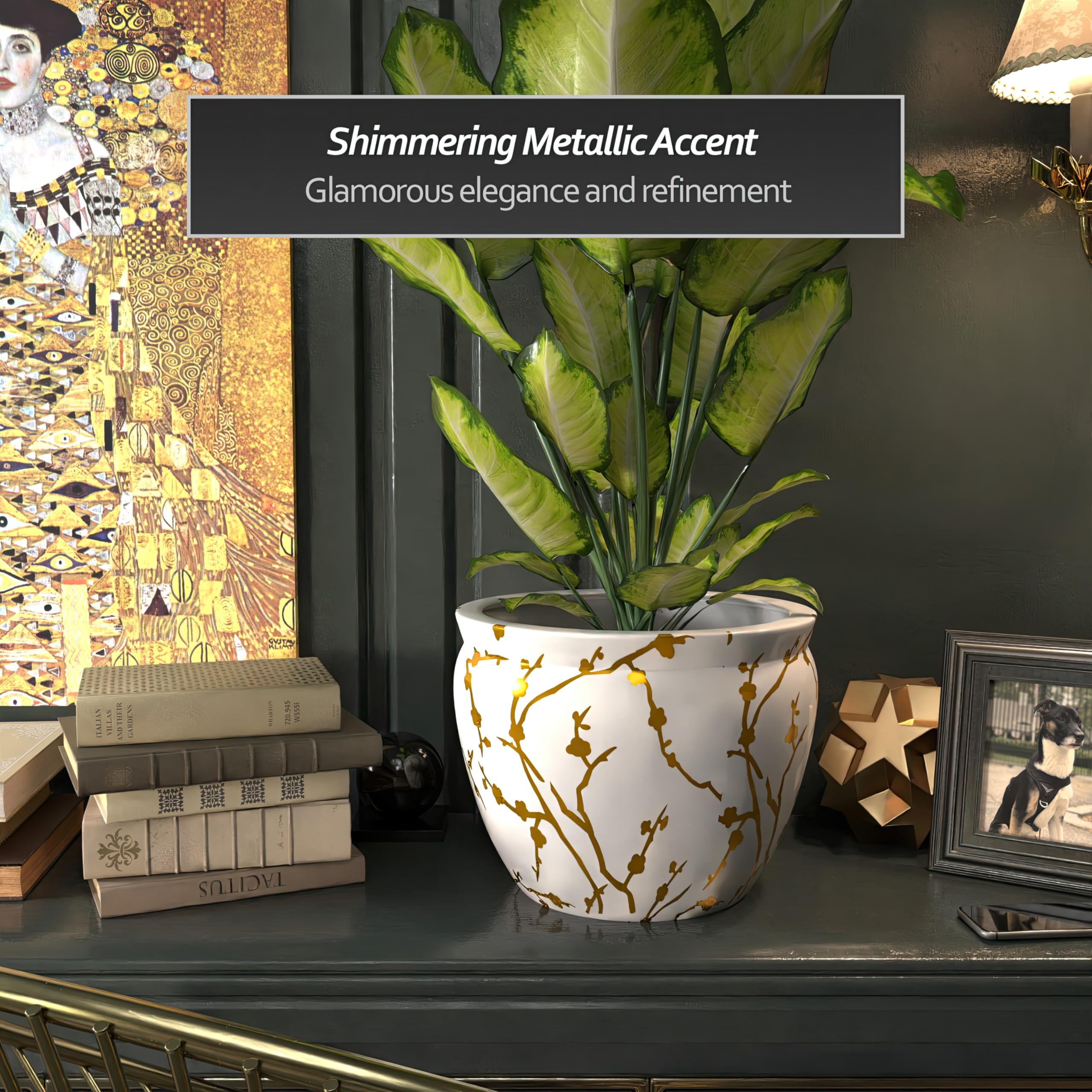 Snapklik.com : 14" Gold Branches Fishbowl Planter Or Cachepot For ...