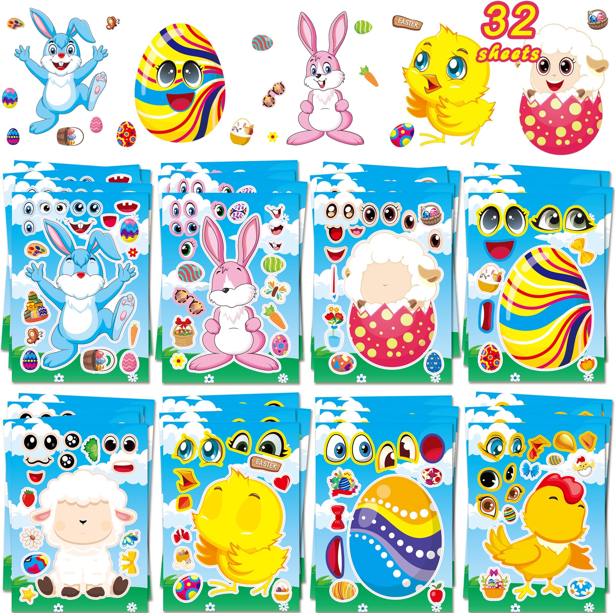 Amazon.com: 36 Sheet Easter Stickers for Kids,Easter Basket Stuffers ...