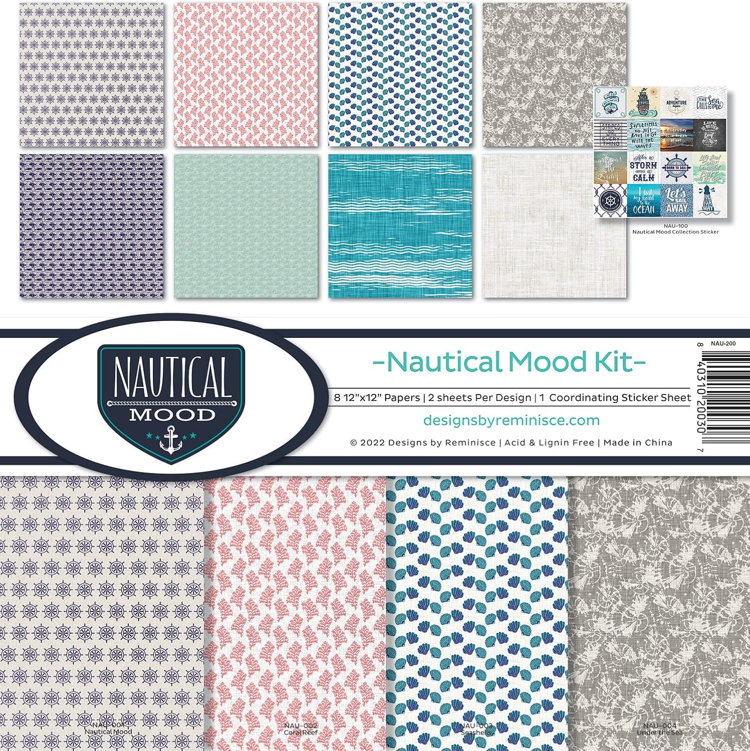 Amazon.com: Reminisce Nautical Mood Scrapbook Collection Kit White