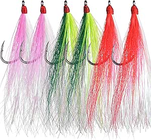 Amazon.com : Bucktail Teasers Fishing Hooks Saltwater Flounder Rig High ...