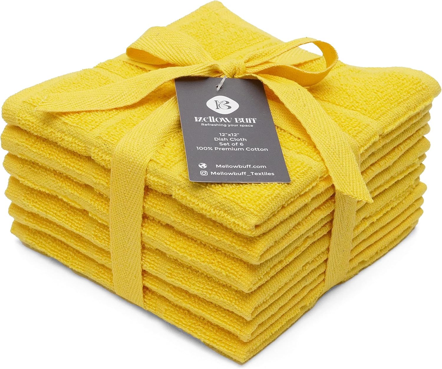 Amazon.com: Mellow Buff 100% Cotton Terry Dish Cloth Plain, 6 Pack 12 x ...