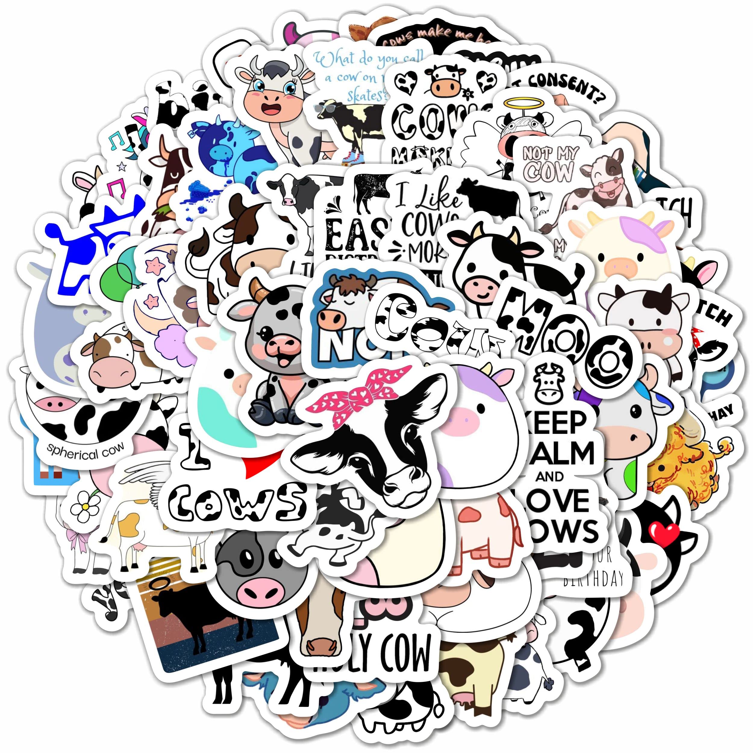 100pcs Cow Stickers For Water Bottles Laptop Decals Cute Cow ...