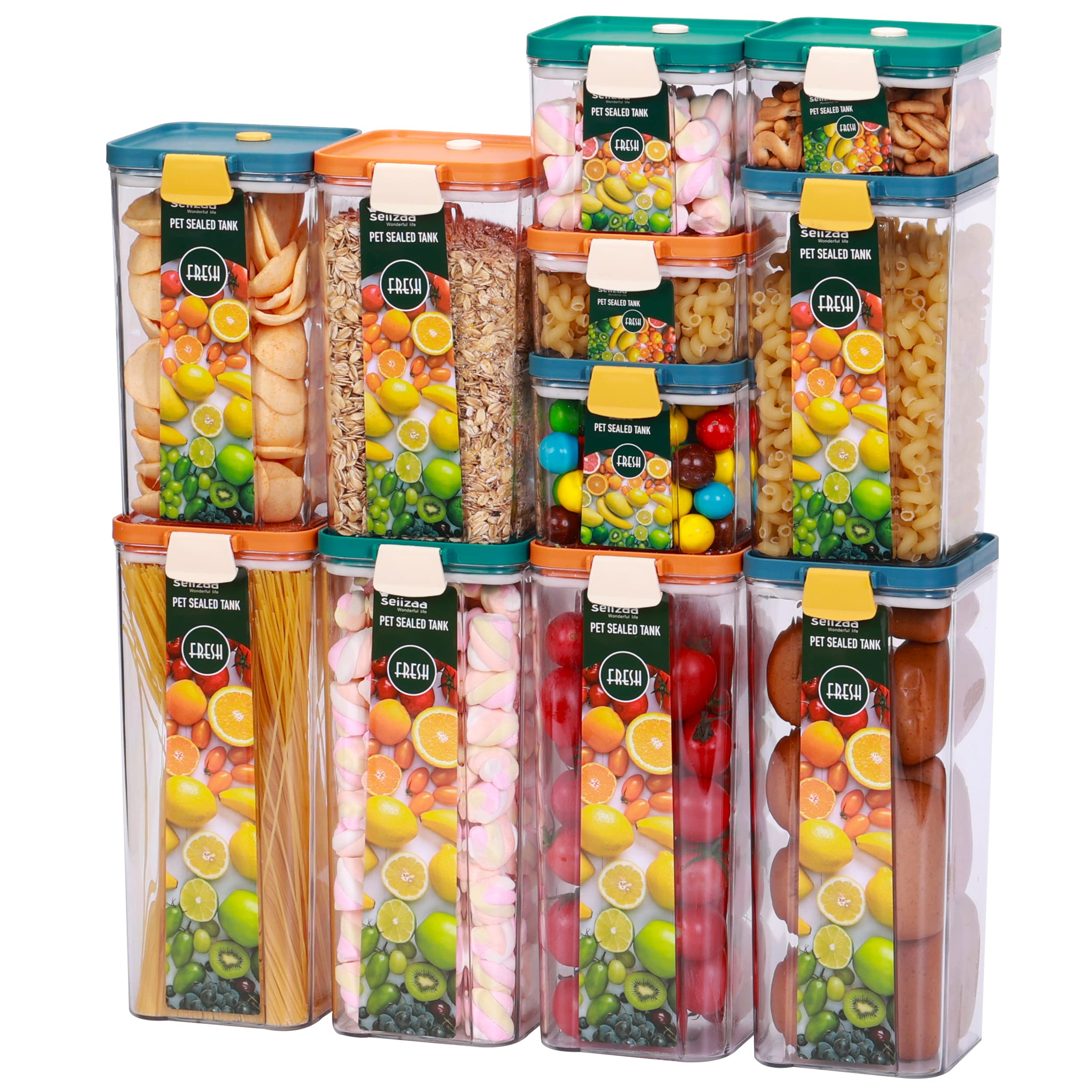 Ansukow 11 pcs Airtight Food Storage Containers with Lids, Plastic ...