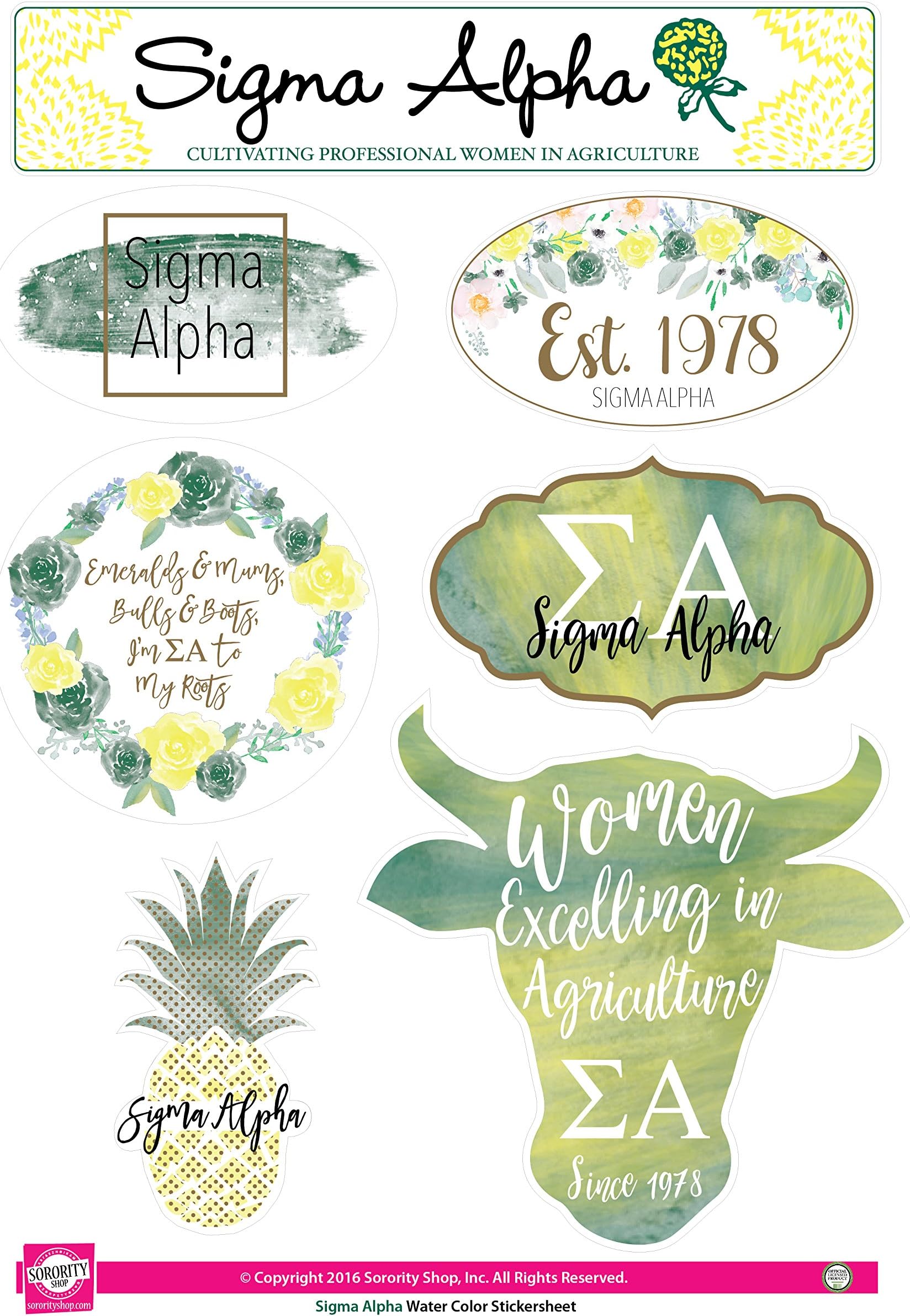 Amazon.com: Alpha Sigma Alpha - Sticker Sheet - Watercolor Theme : Arts ...