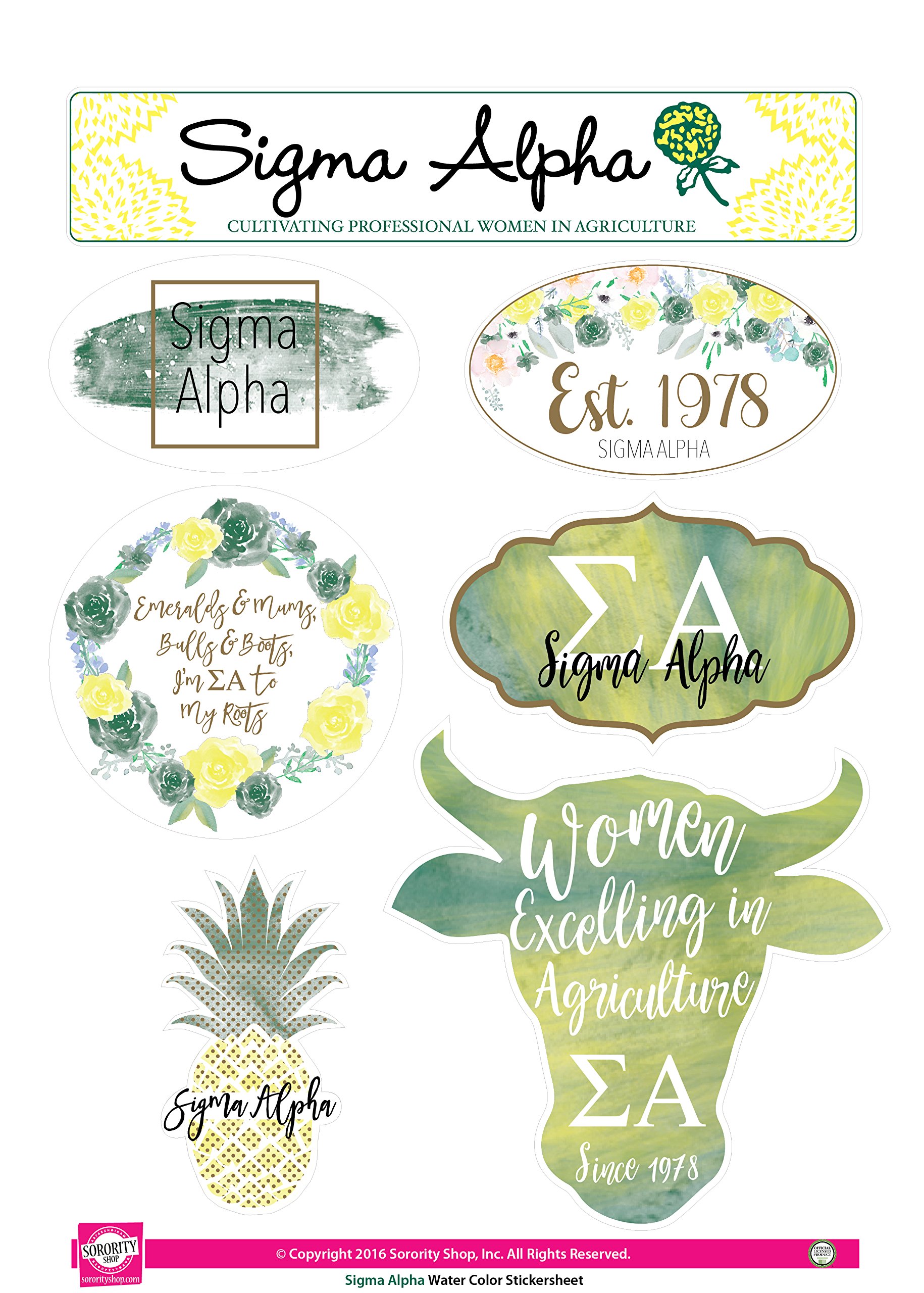 Amazon.com: Sigma Alpha - Sticker Sheet - Watercolor Theme : Toys & Games