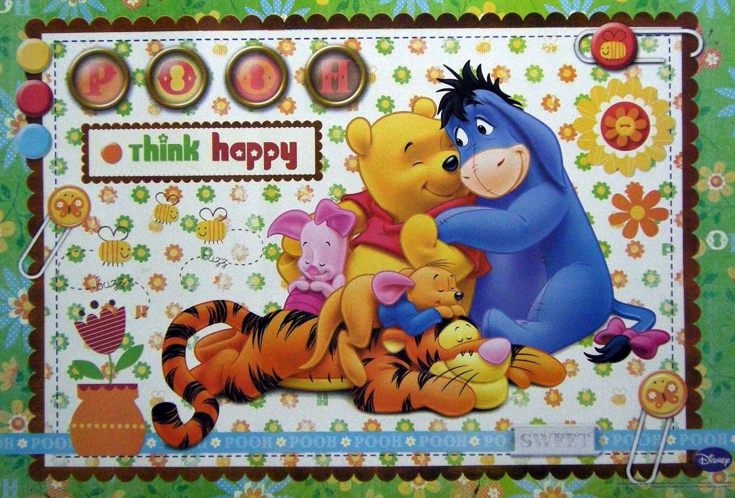 Amazon.com: Disney Winnie the pooh#3 Think Happy Image Print Poster 1 ...