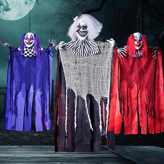 Amazon.com: JOYIN 3 Pcs Hanging Clown Decor Halloween Decorations ...