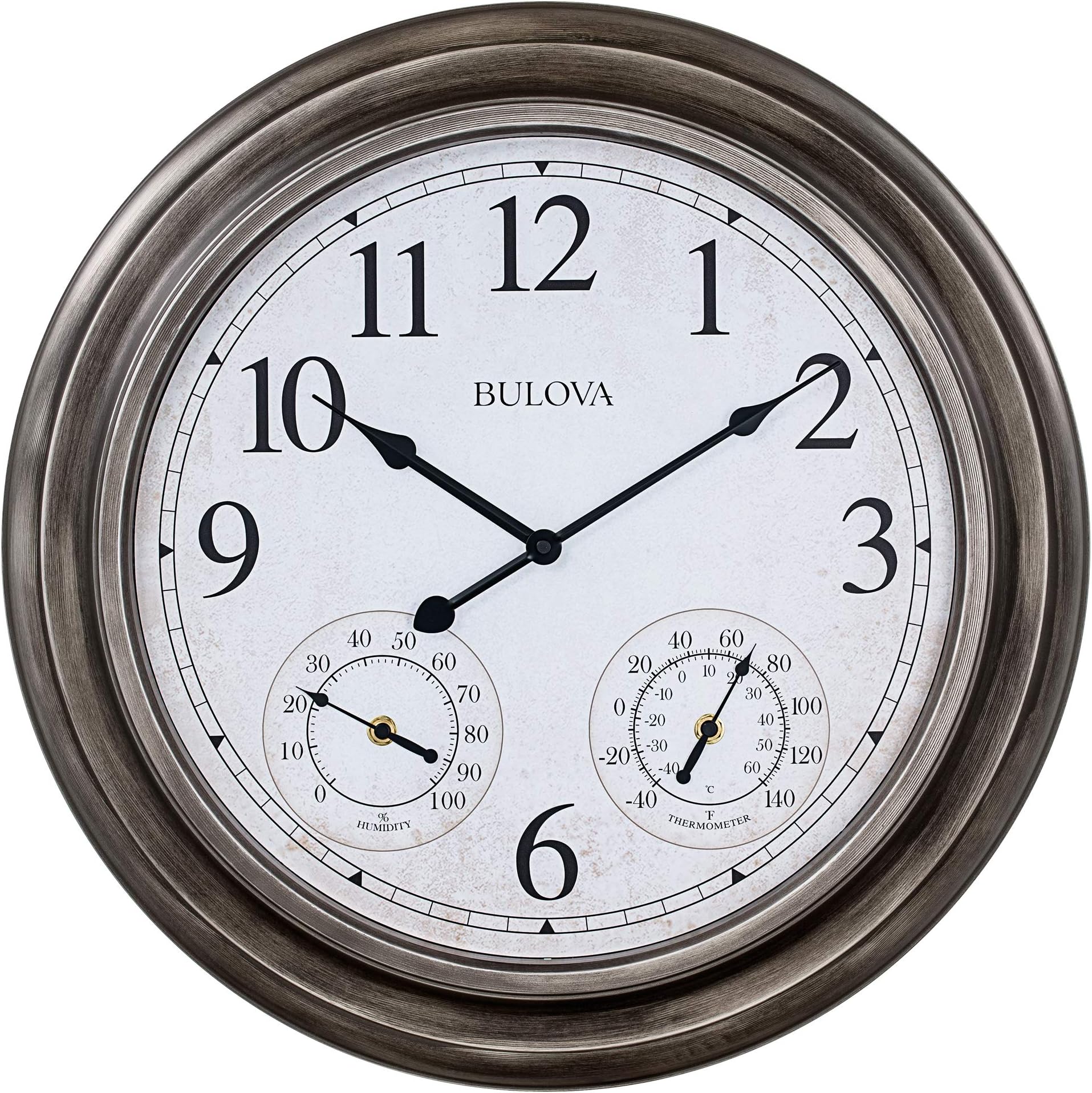 Bulova C4849 Metro Reloj de Pared, Acabado de Peltre Satinado/Negro ...