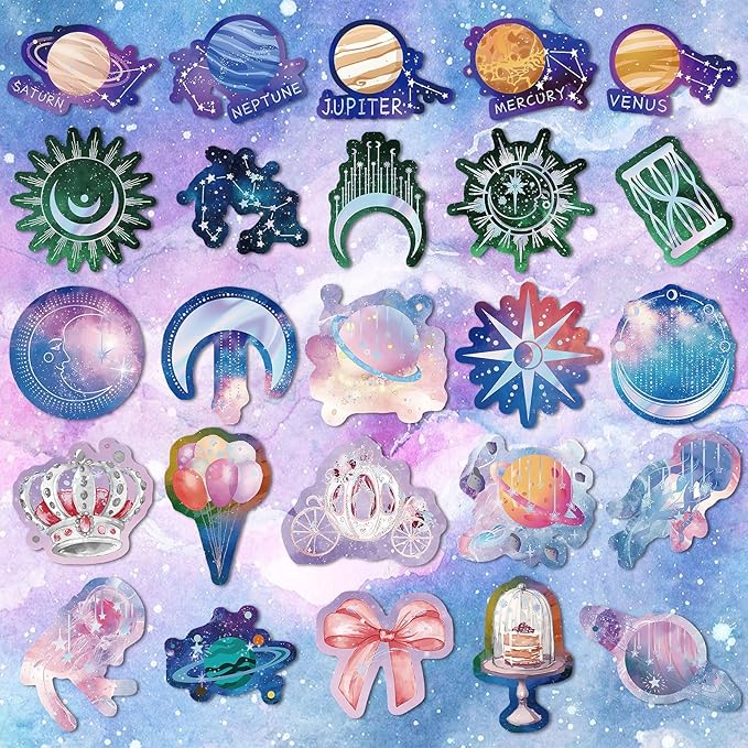 Amazon.com: Hwook 210Pcs Stickers for Kids, Silver & Gold Foil Galaxy ...