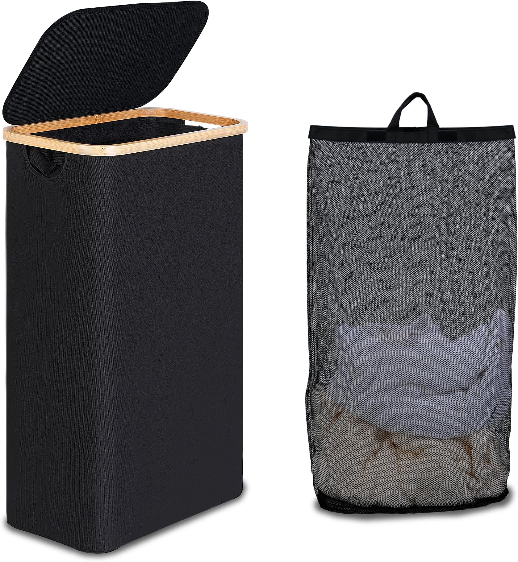 Amazon.com: CHICVITA Tall Laundry Basket with Lid, Large Laundry Hamper ...