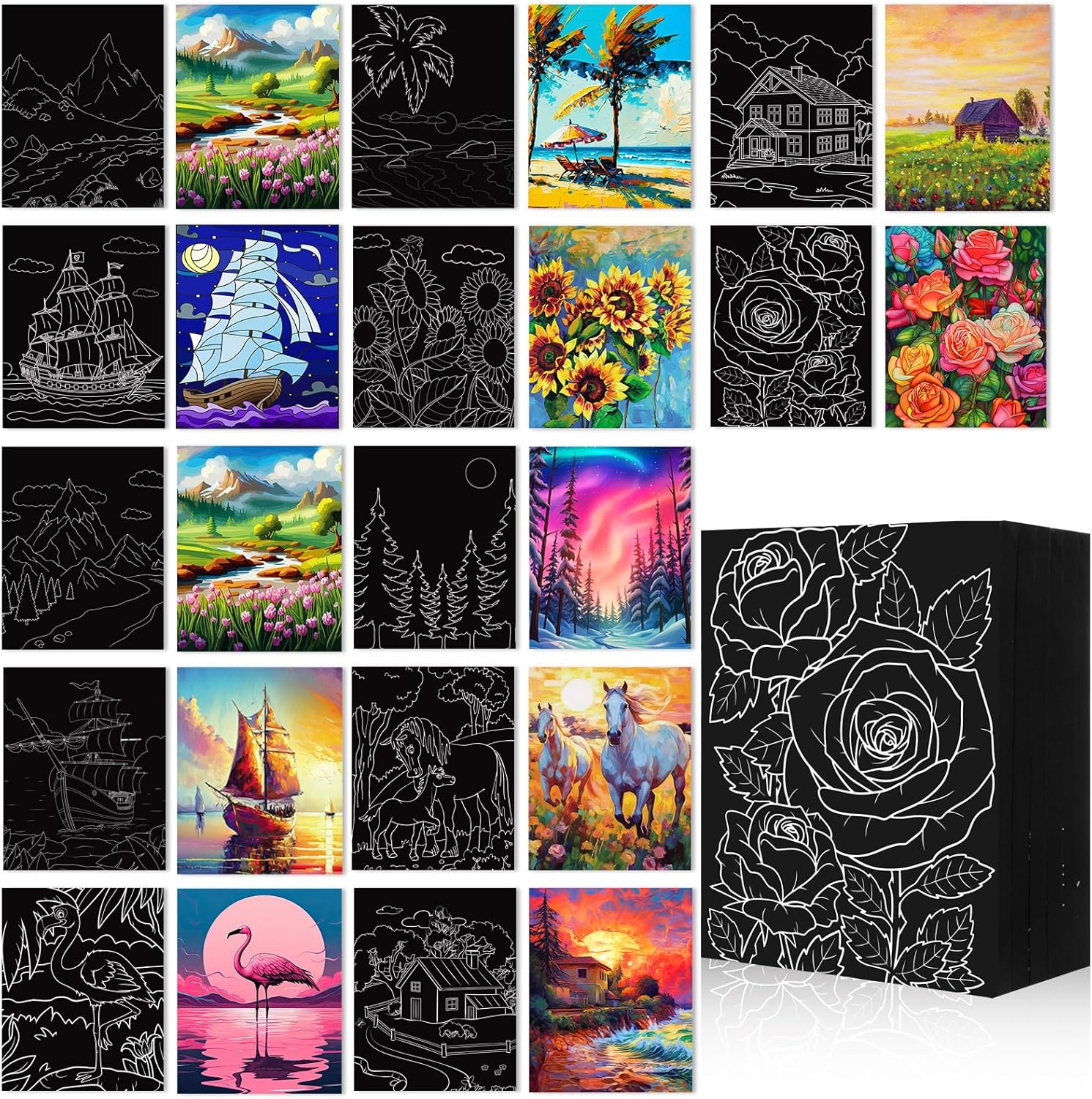 Amazon.com: Qilery 12 Pcs Pre Drawn Canvas for Painting 8 x 10 Inch Pre ...