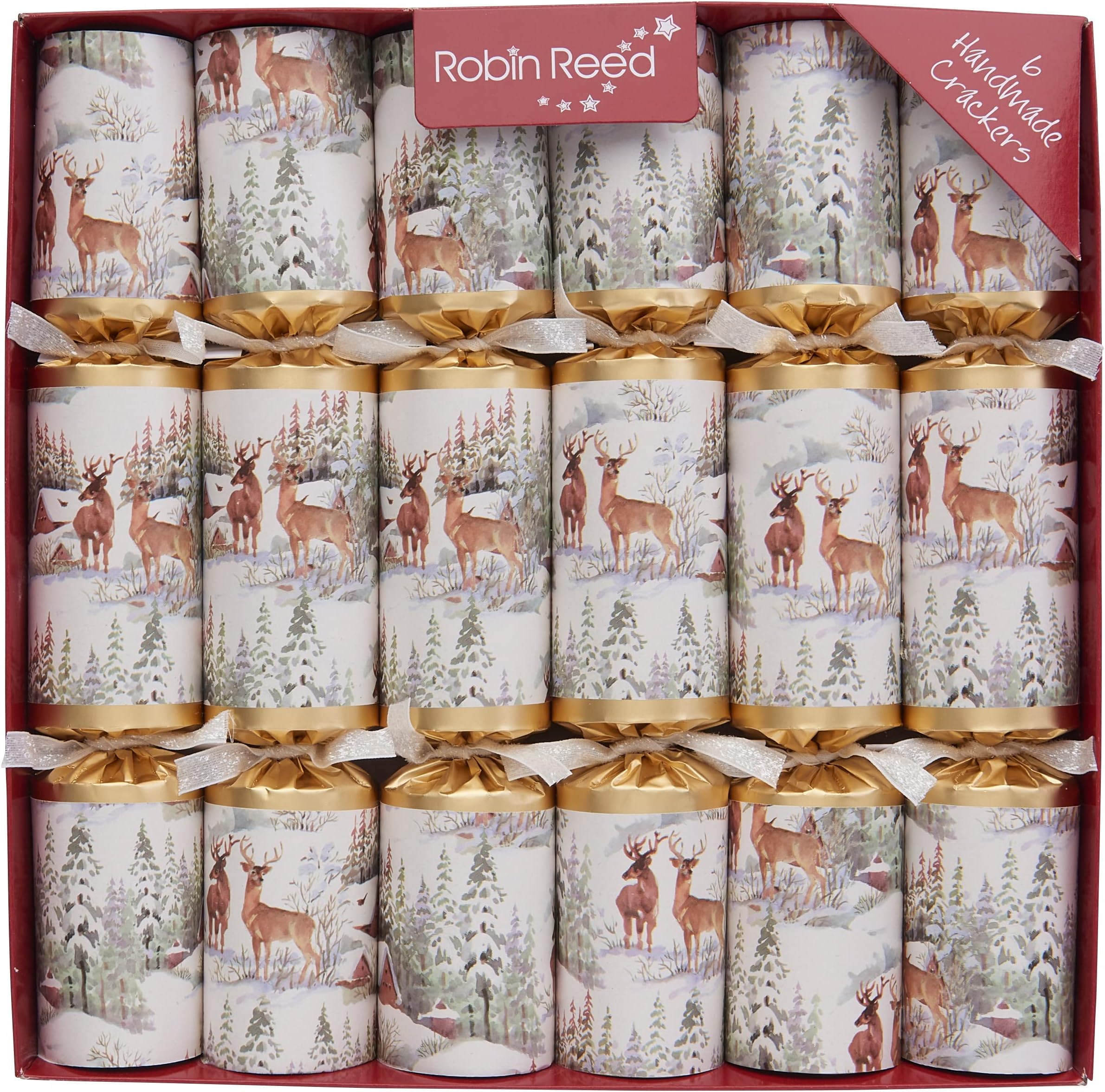 Robin Reed 6 x 12 inch (30cm) Handmade Christmas Crackers Bright Trees ...