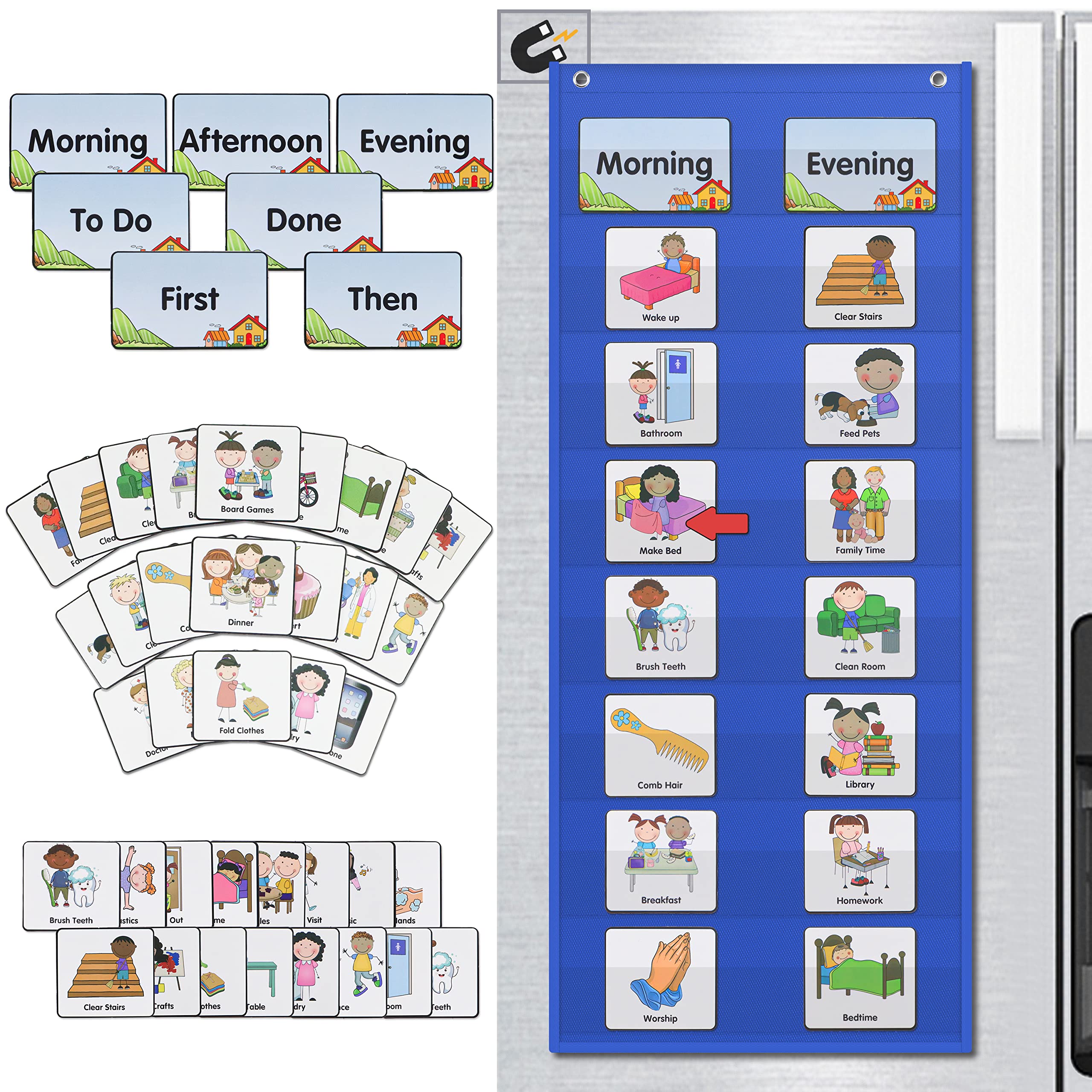 Buy Auchq Visual Schedule for Kids Chore Pocket Chart, Daily Routine ...