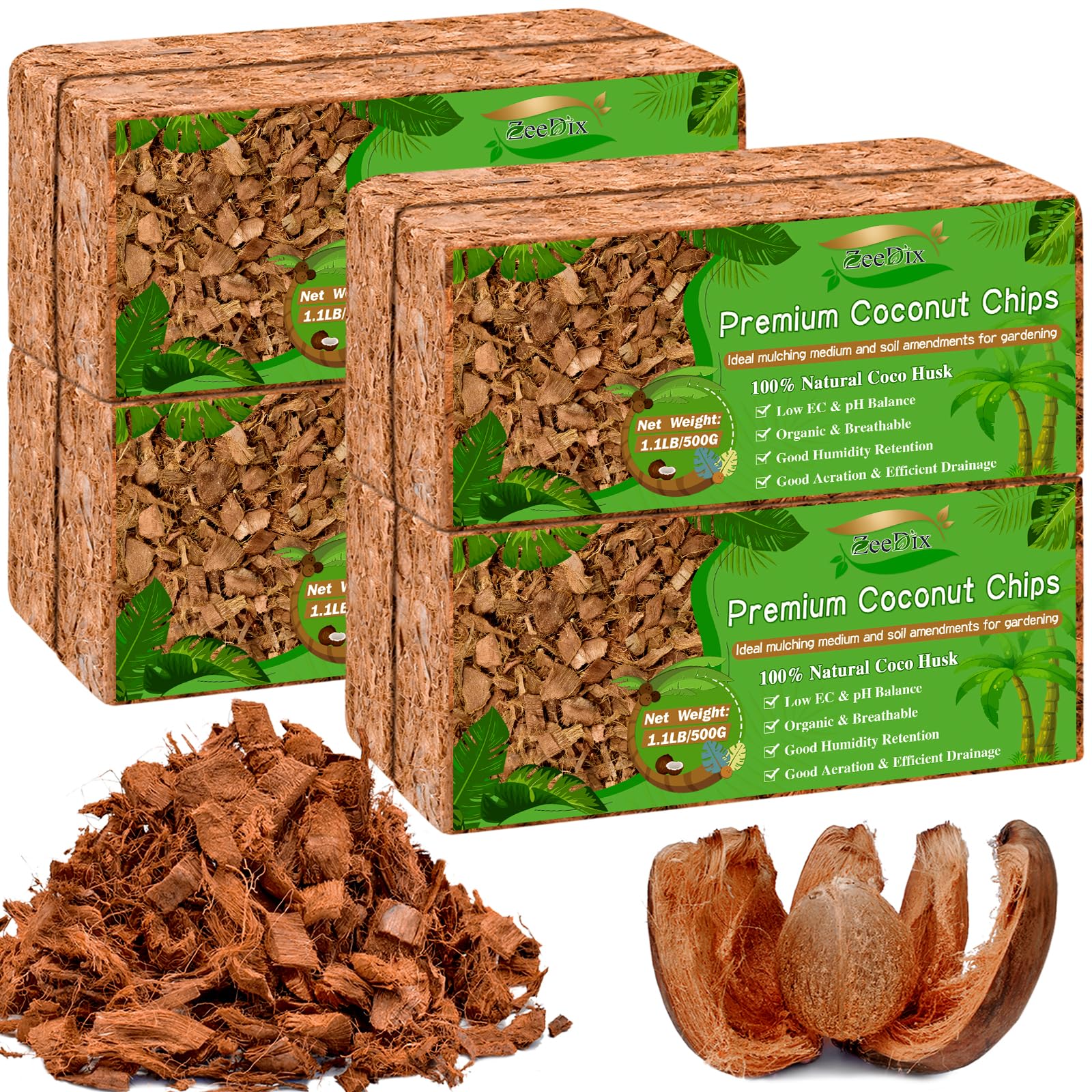 Amazon.com : ZeeDix 8 Pcs Coco Coir Chips, 8.8LBS Coco Chips Bricks ...