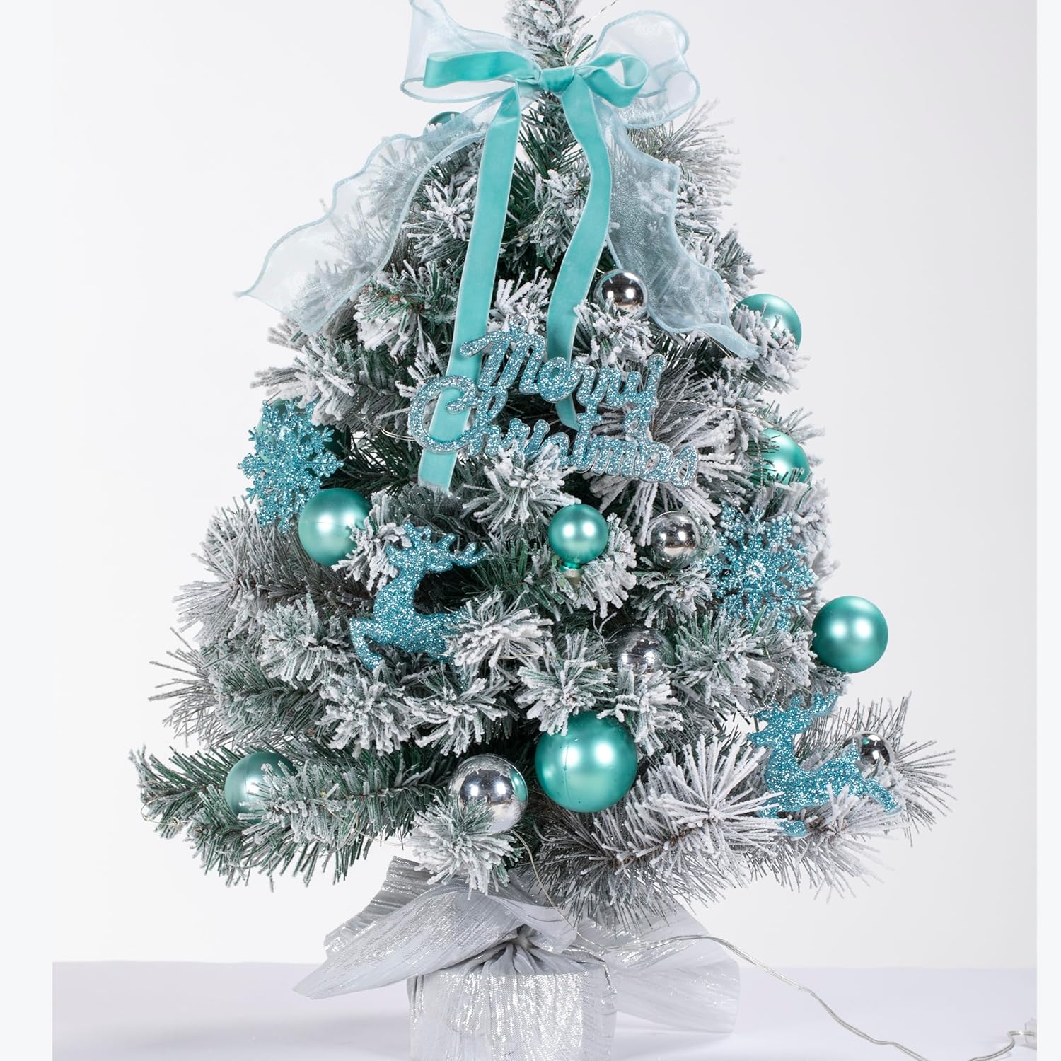 Amazon.com: BRINJOY 24” Tabletop Christmas Tree, Pre-lit Mini Christmas ...