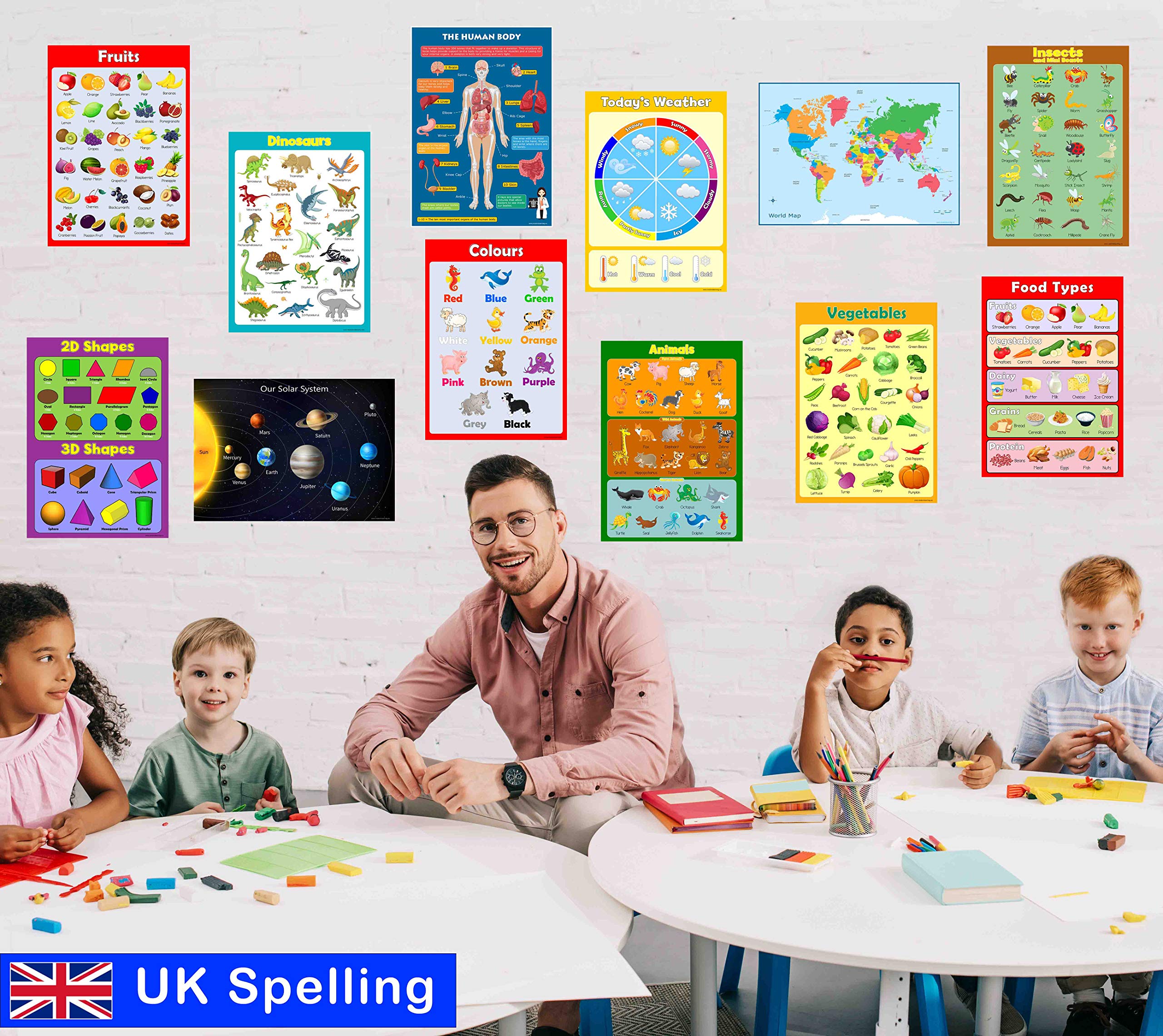Buy Picture Learning Poster Pack x12 Educational for Preschool & School ...