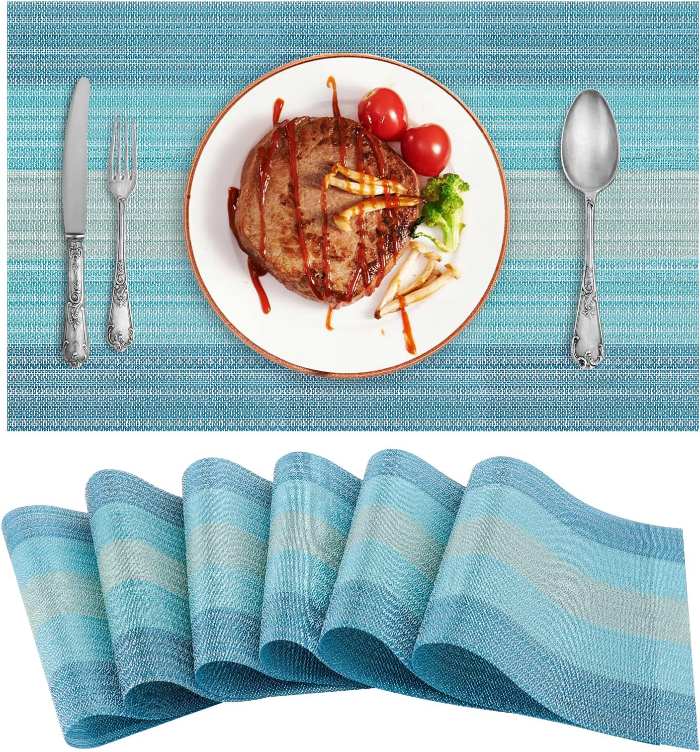 U Chef Juego de 6 Manteles Individuales para Mesa y Comedor, Lavables ...