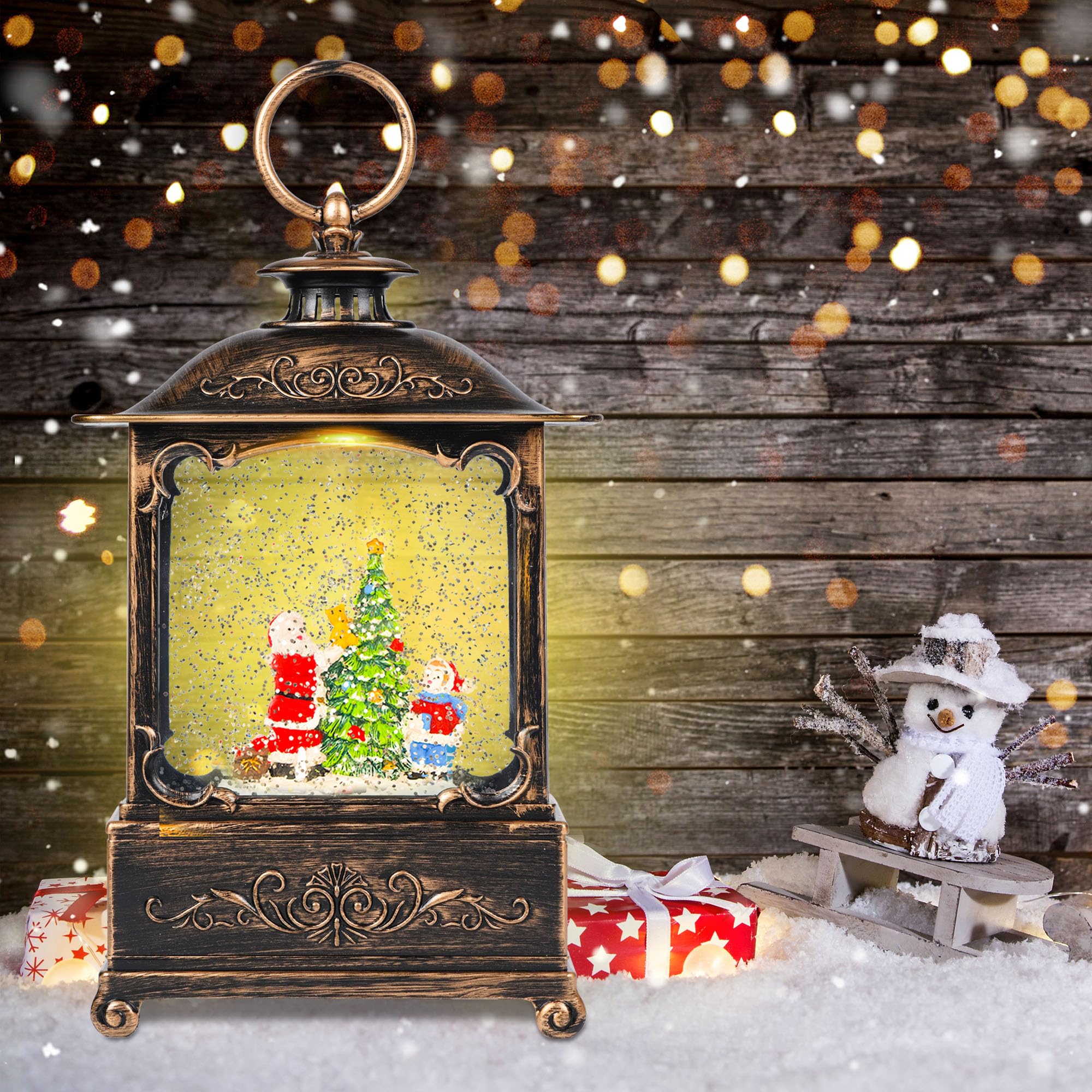Christmas Snow Lanterns That Light Up Glitter 10.8'' Christmas Snow ...