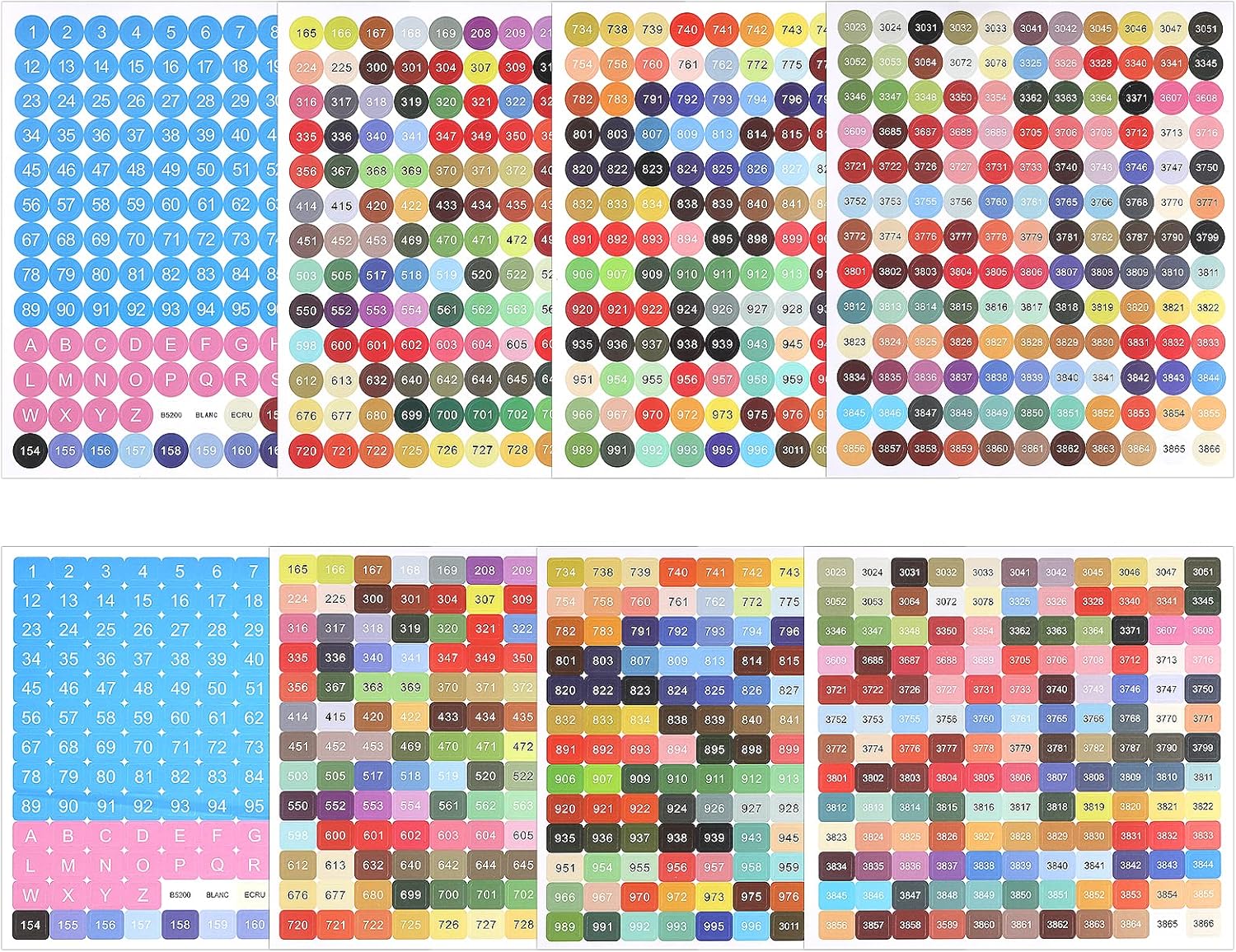 Lusofie 8 Sheets Number Stickers 1-100， Diamond Dot Number Stickers ...