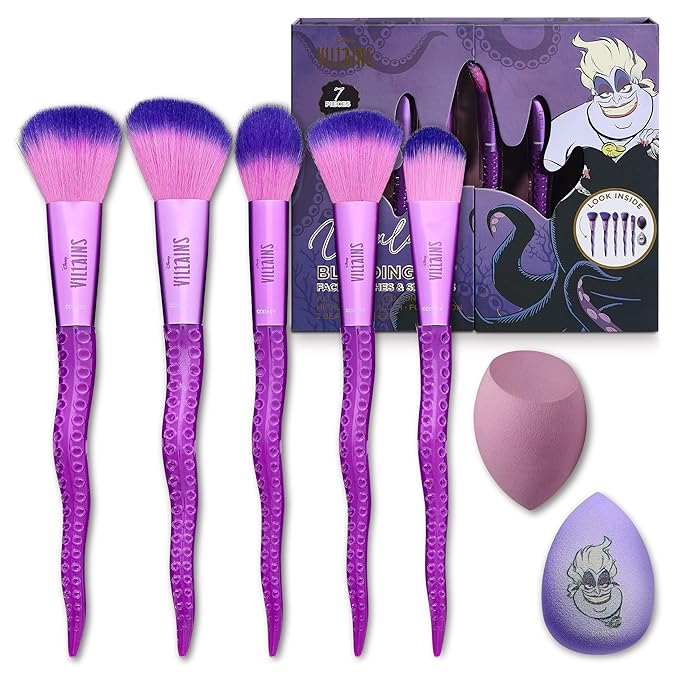 Amazon.com: Disney Ursula 7PC Makeup Brush & Blender Set, All-over ...