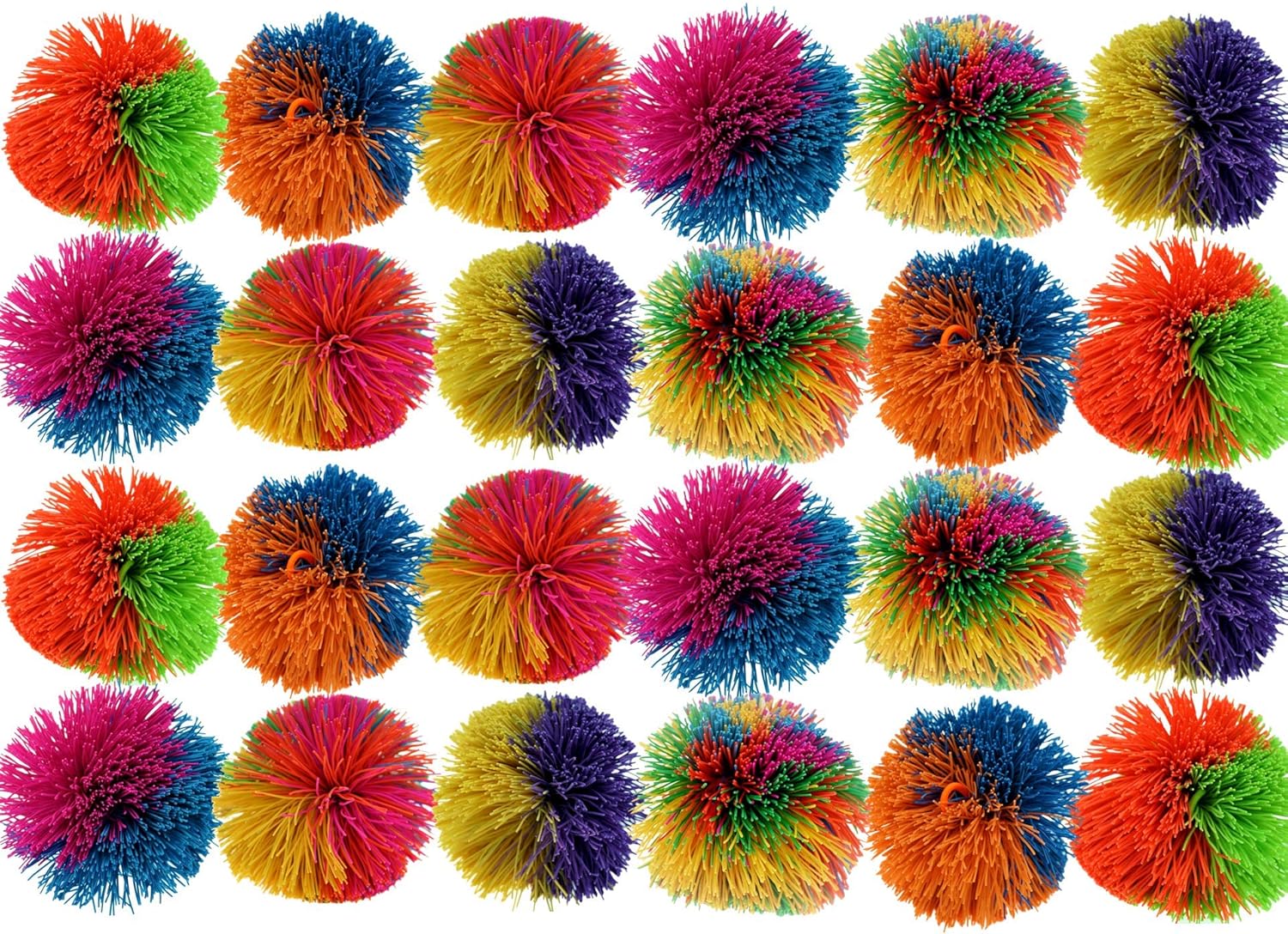 Buy JA-RU Rainbow Bandy Ball (24 Stringy Assorted) Hairy Fuzzy Squishy ...