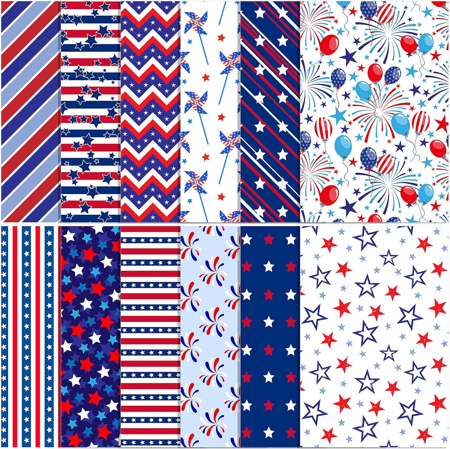 Amazon.com: Teling 240 Pcs 4th of July Patriotic Scrapbook Paper ...