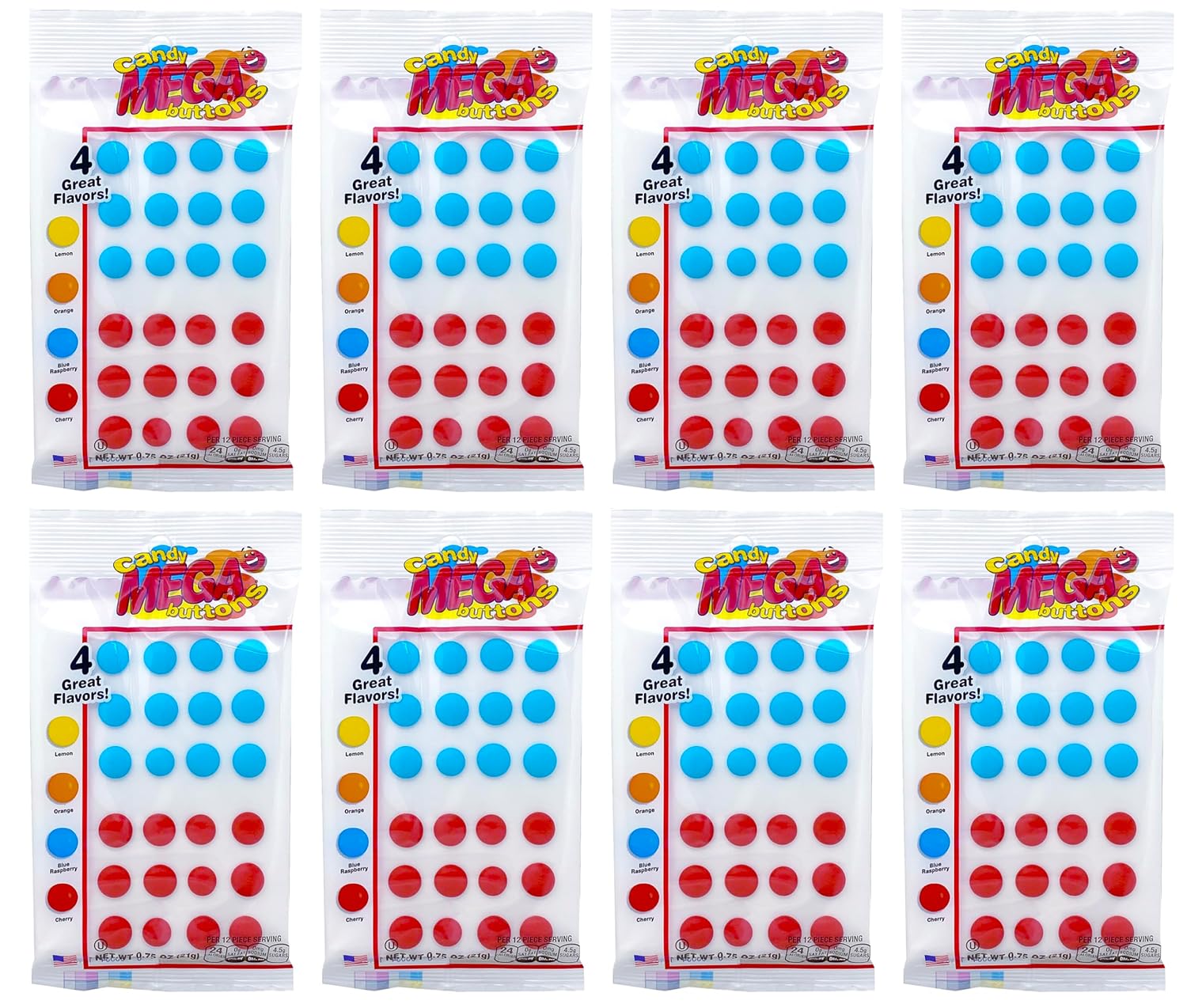 Amazon.com : Mega Candy Buttons Pack of 8, 384 Buttons Total – Cherry ...