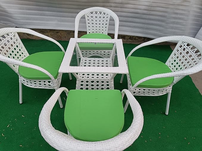 Krishna 5 Piece Outdoor Indoor Furniture Rattan Chair Patio Set Wicker ...