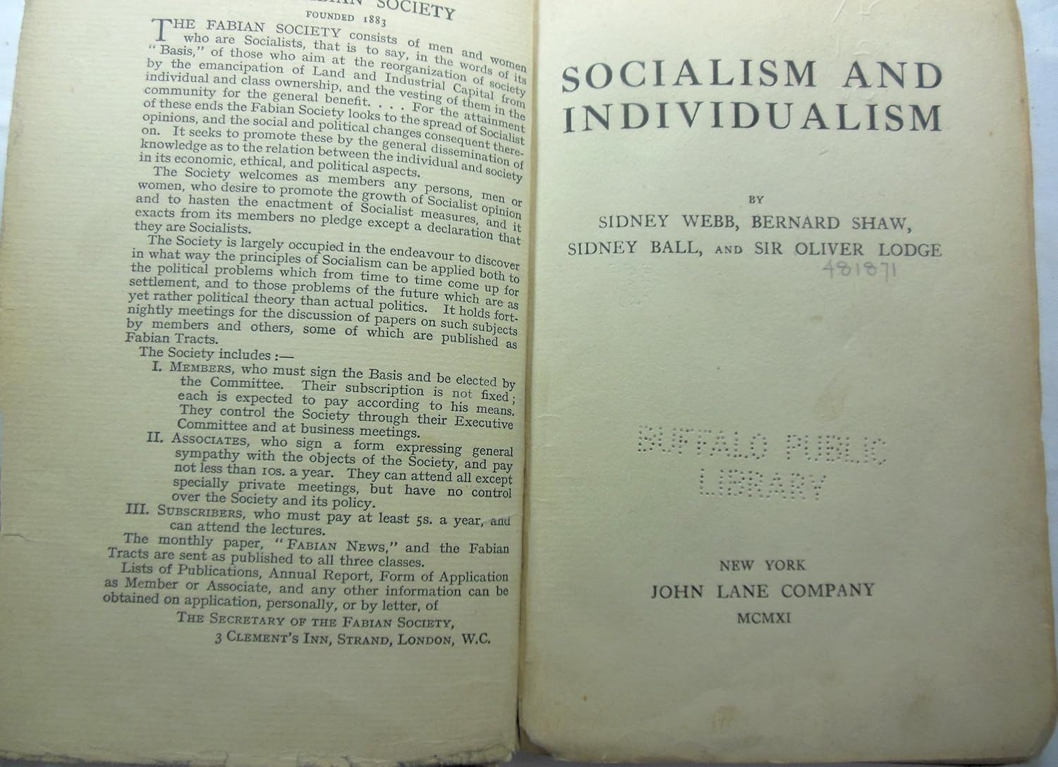 Socialism and Individualism Fabian Socialist Series. No. 3: Webb ...