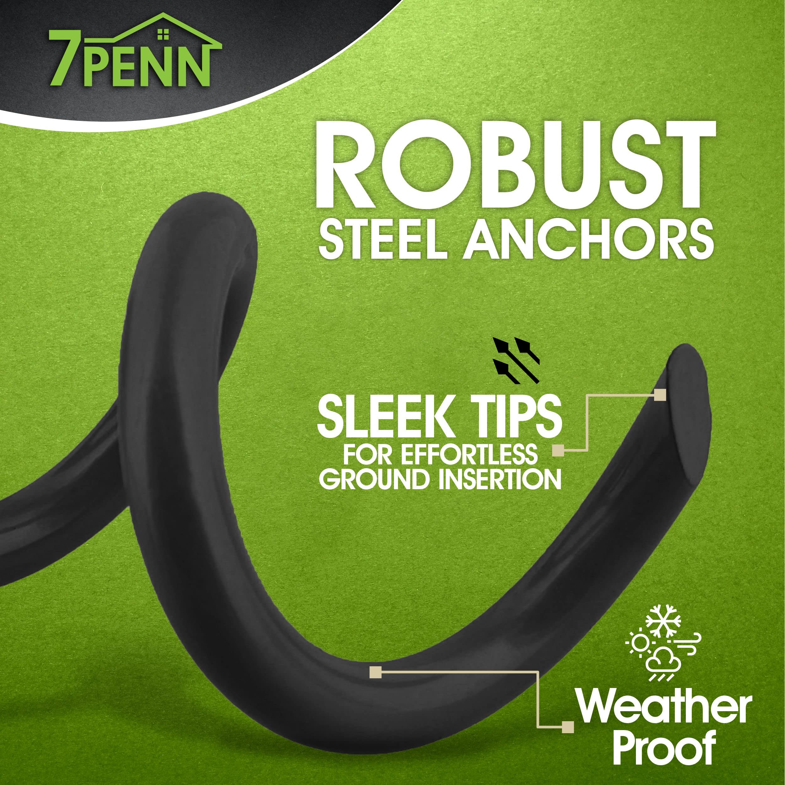 Snapklik.com : 7Penn Ground Anchors Screw In 4 Pack - 16 Inch Black ...
