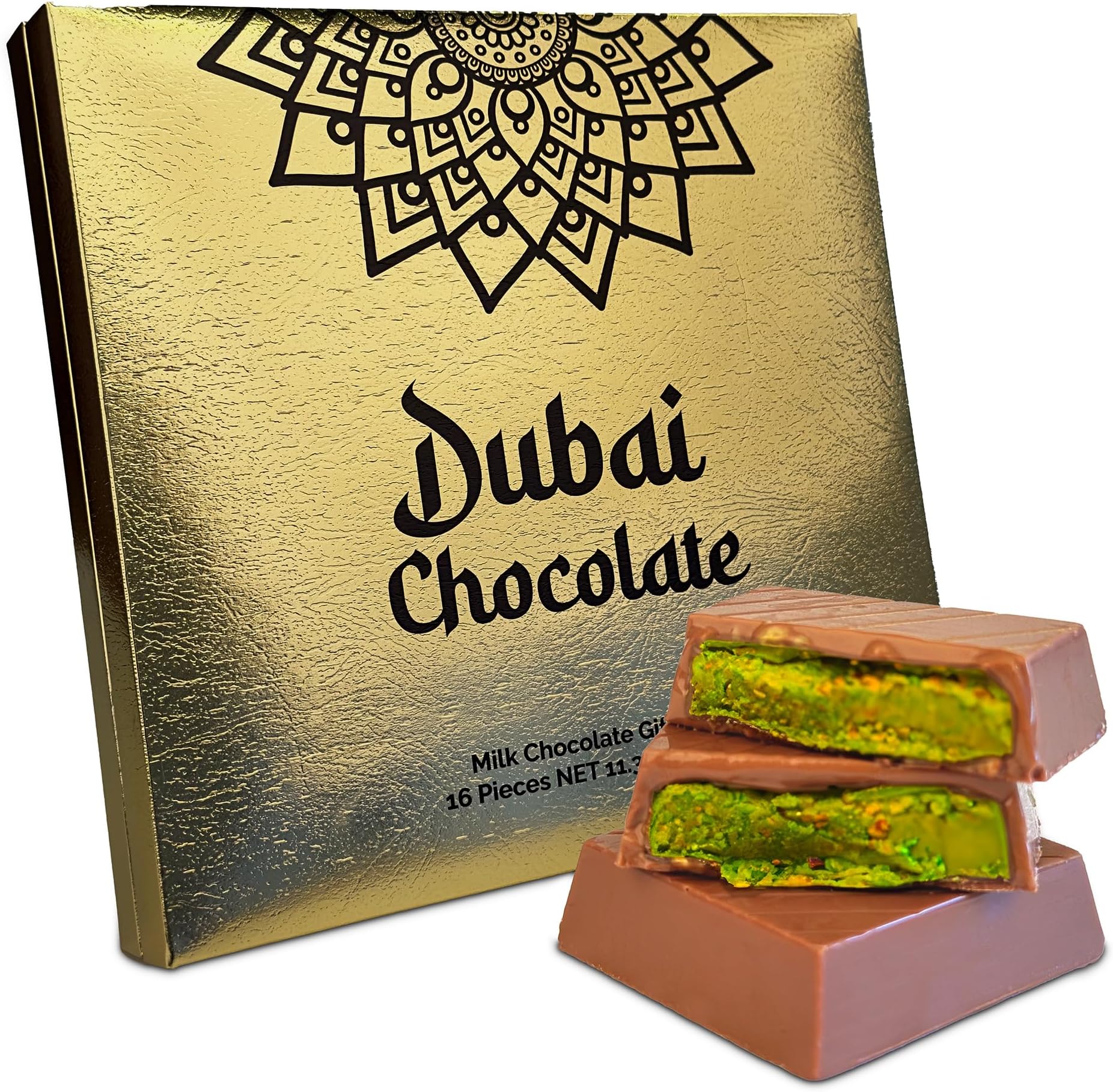 Amazon.com : Dubai Chocolate PREMIUM Kunafa Pistachio Bar (100 gr (3.25 ...