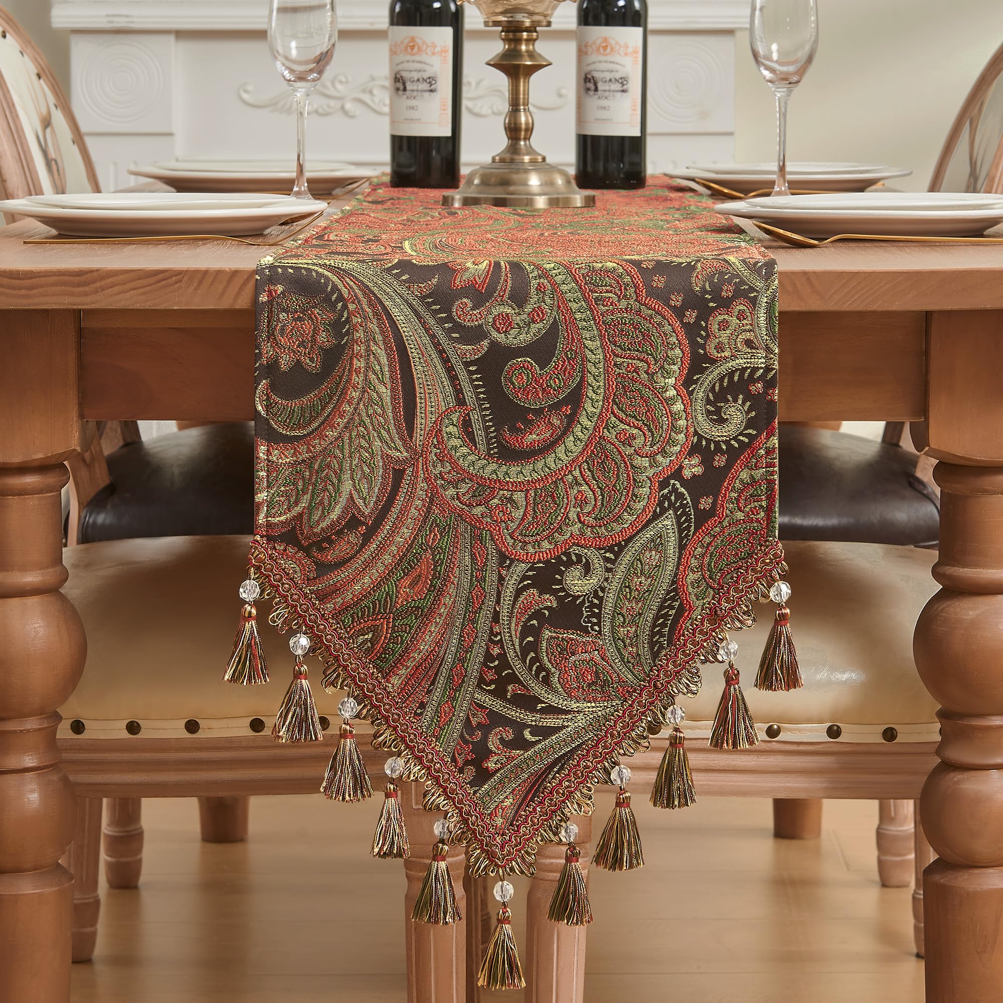 Amazon.com: Loom and Mill Vintage Jacquard Table Runner 90 inches Long ...