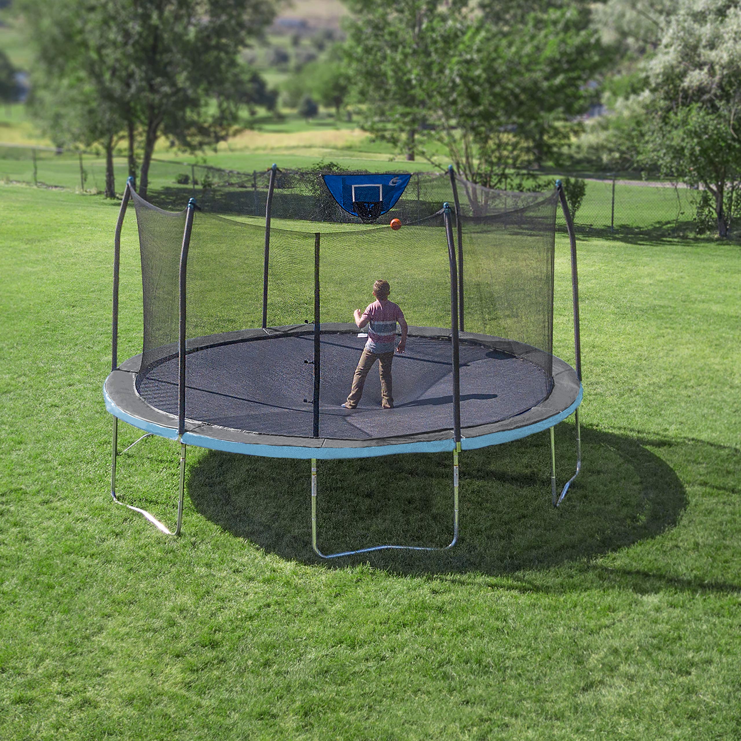 Skywalker Trampolines 15 Foot Jump N Dunk Round Trampoline with ...