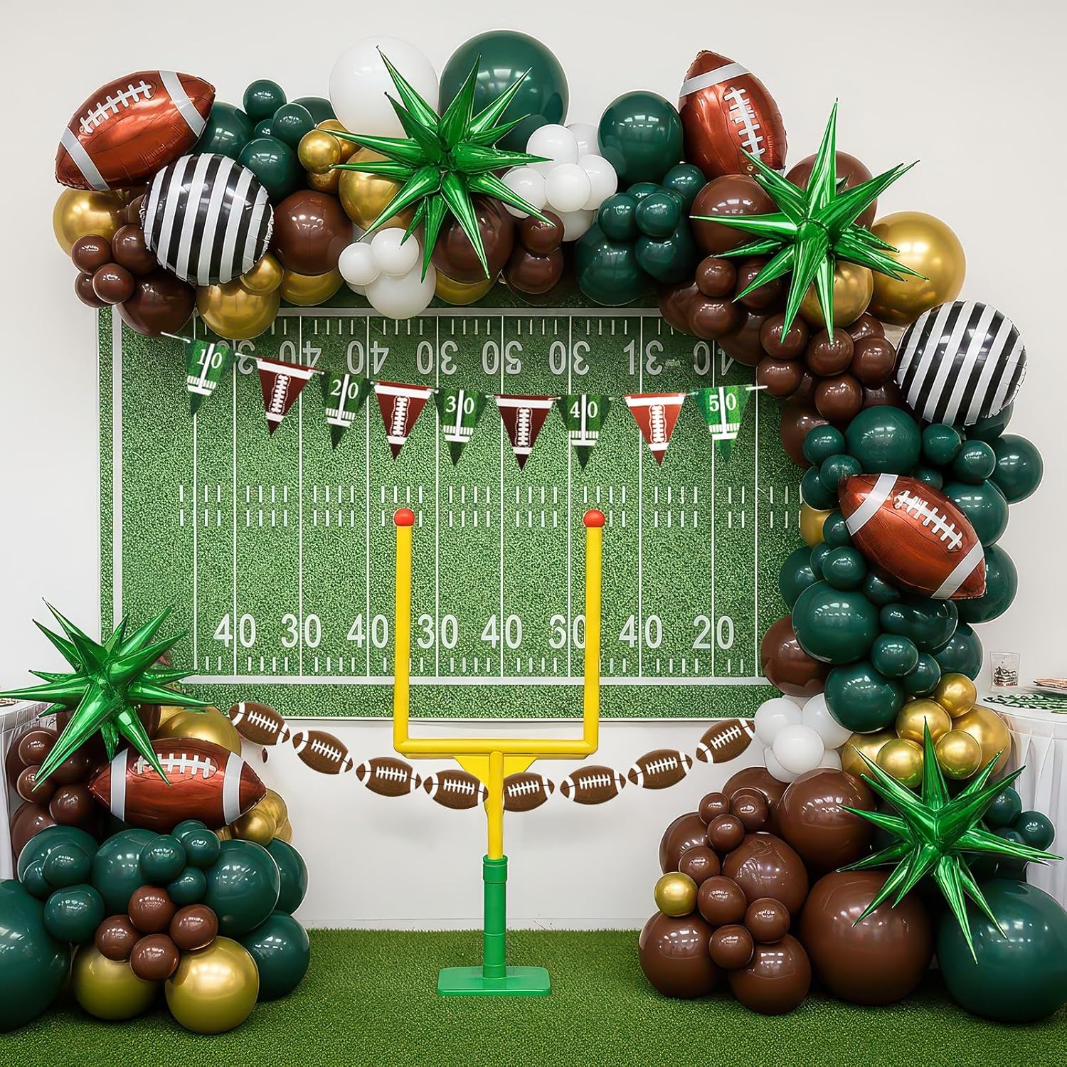 Amazon.com: Football homecoming Balloon with Green White Gold Balloons ...