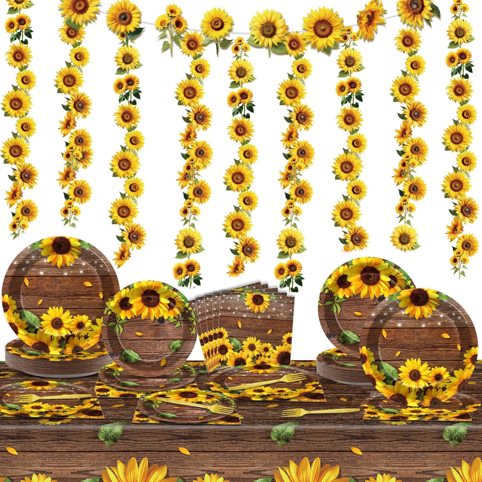 Amazon.com: Sunflower Party Supplies, Sunflower Plates and Napkins Set ...