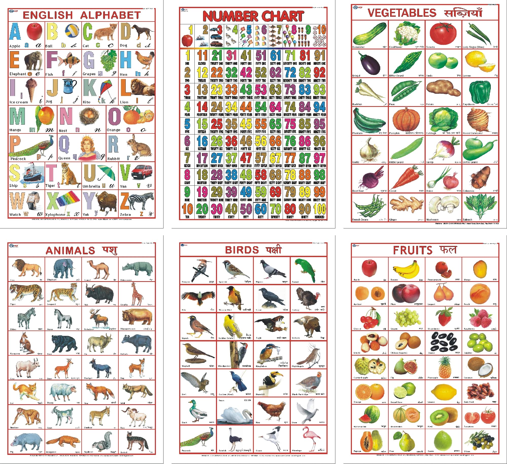 Buy English Alphabet , Numbers Chart , Animals Chart, Birds Chart ...