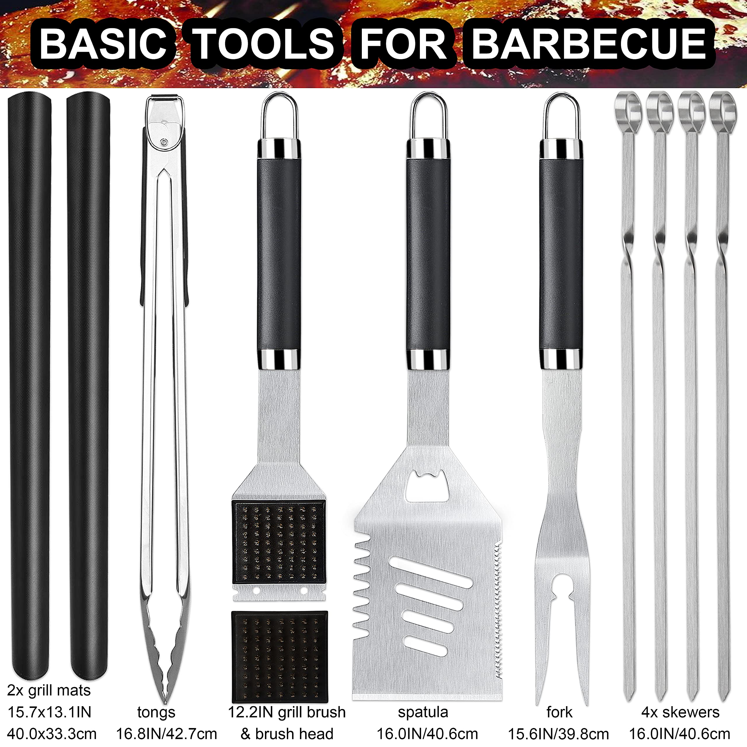 grilljoy 31PC Heavy Duty BBQ Grilling Accessories Grill Tools Set ...