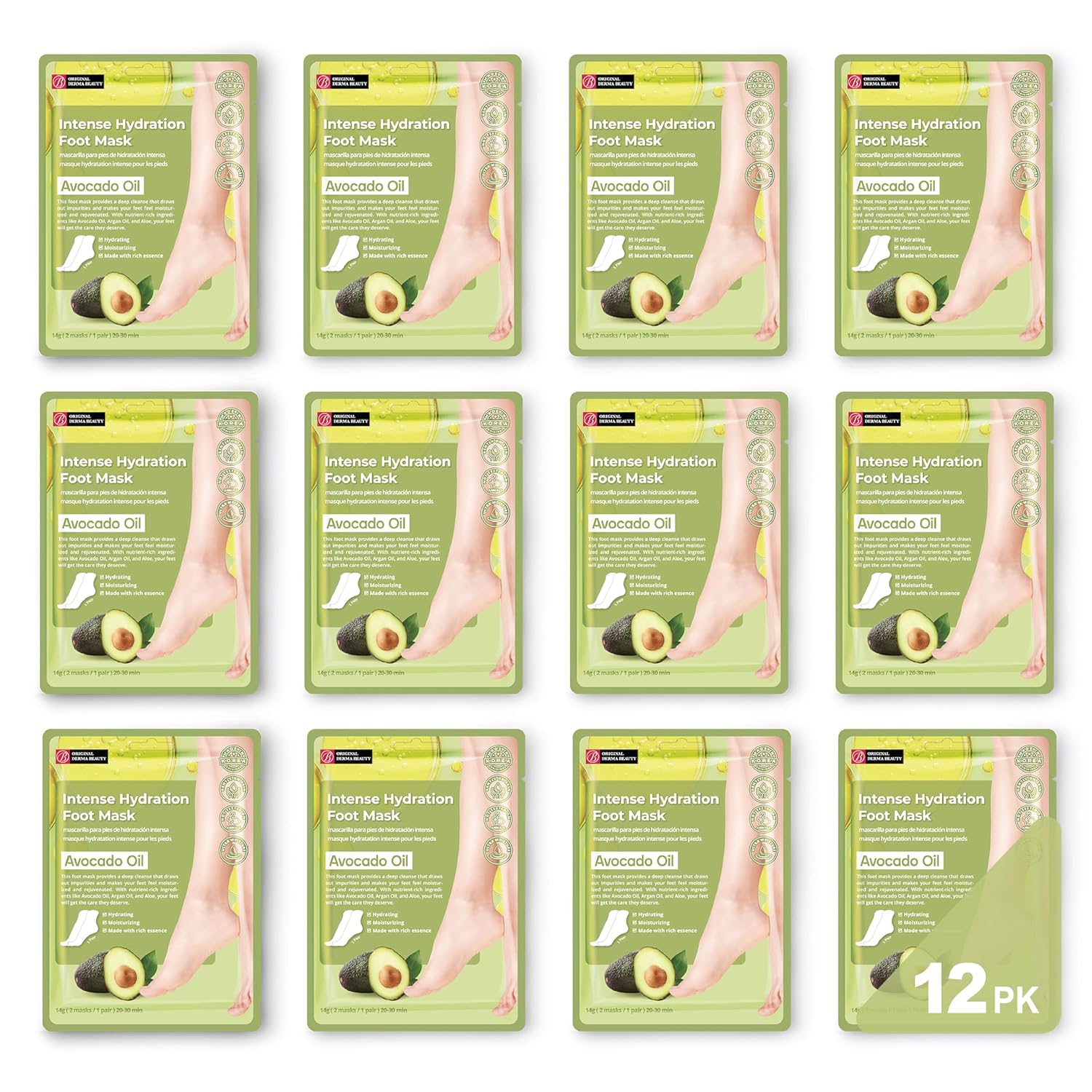 Amazon.com: Original Derma Beauty Foot Mask 12 Pairs Intense Hydration ...